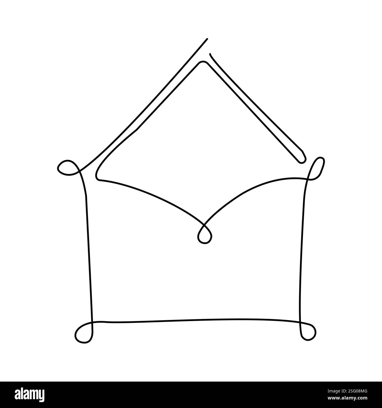 Continuous line drawing of open envelope, One line elements for print ...