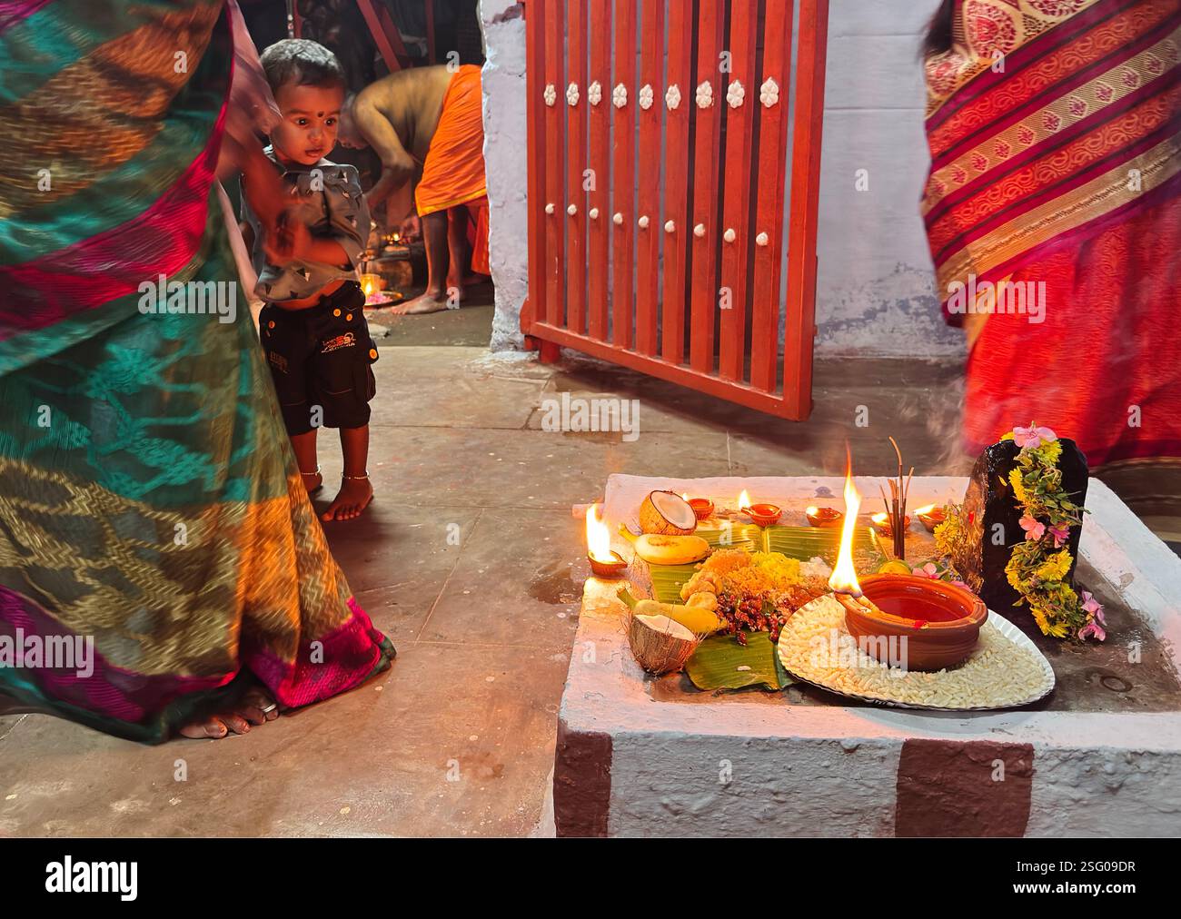 Hindu ceremony or puja in the village near Sarayana Ayurvedic Hospital ...