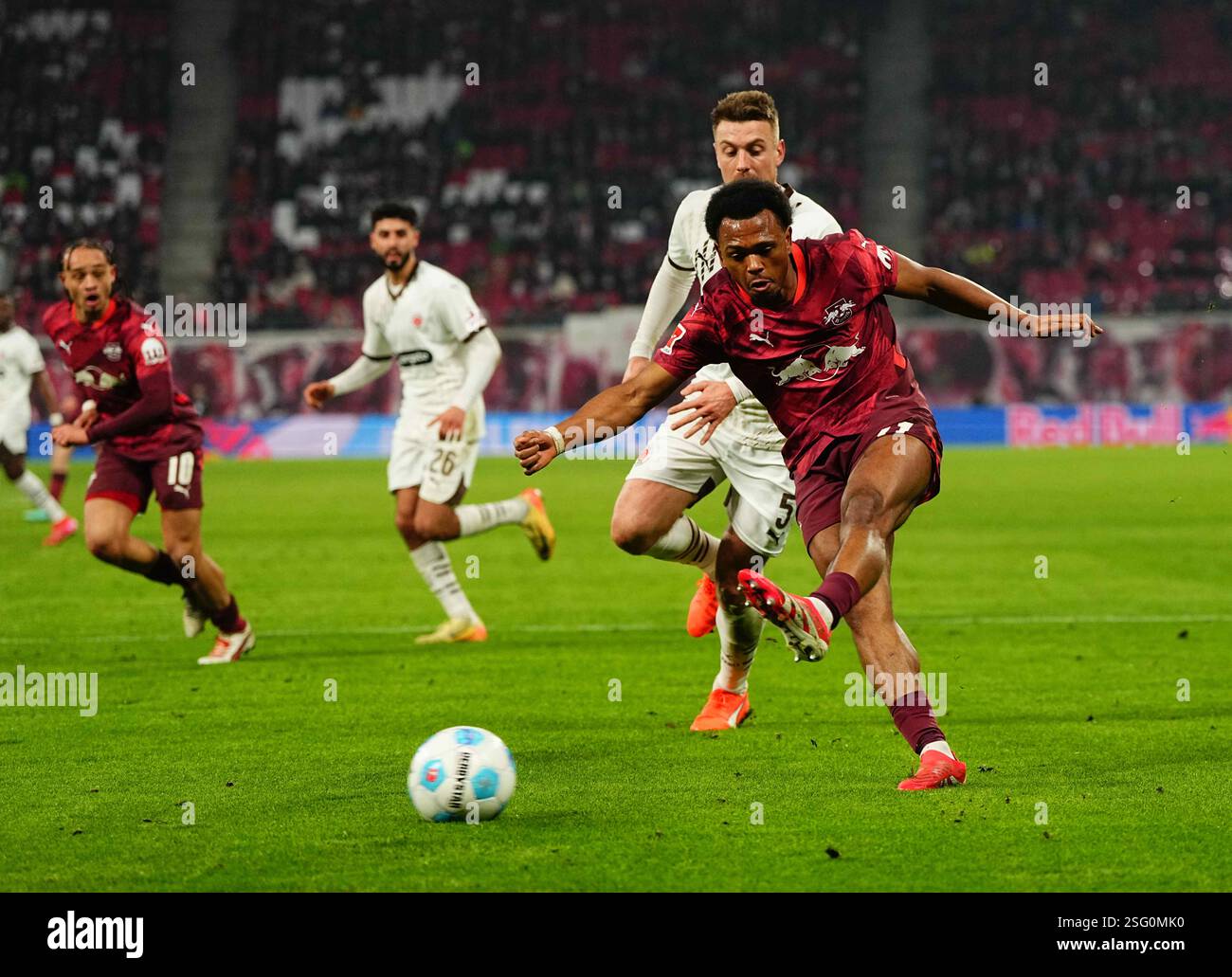 Red Bull Arena, Leipzig, Germany. 09th Feb, 2025. Lois Openda of RB ...