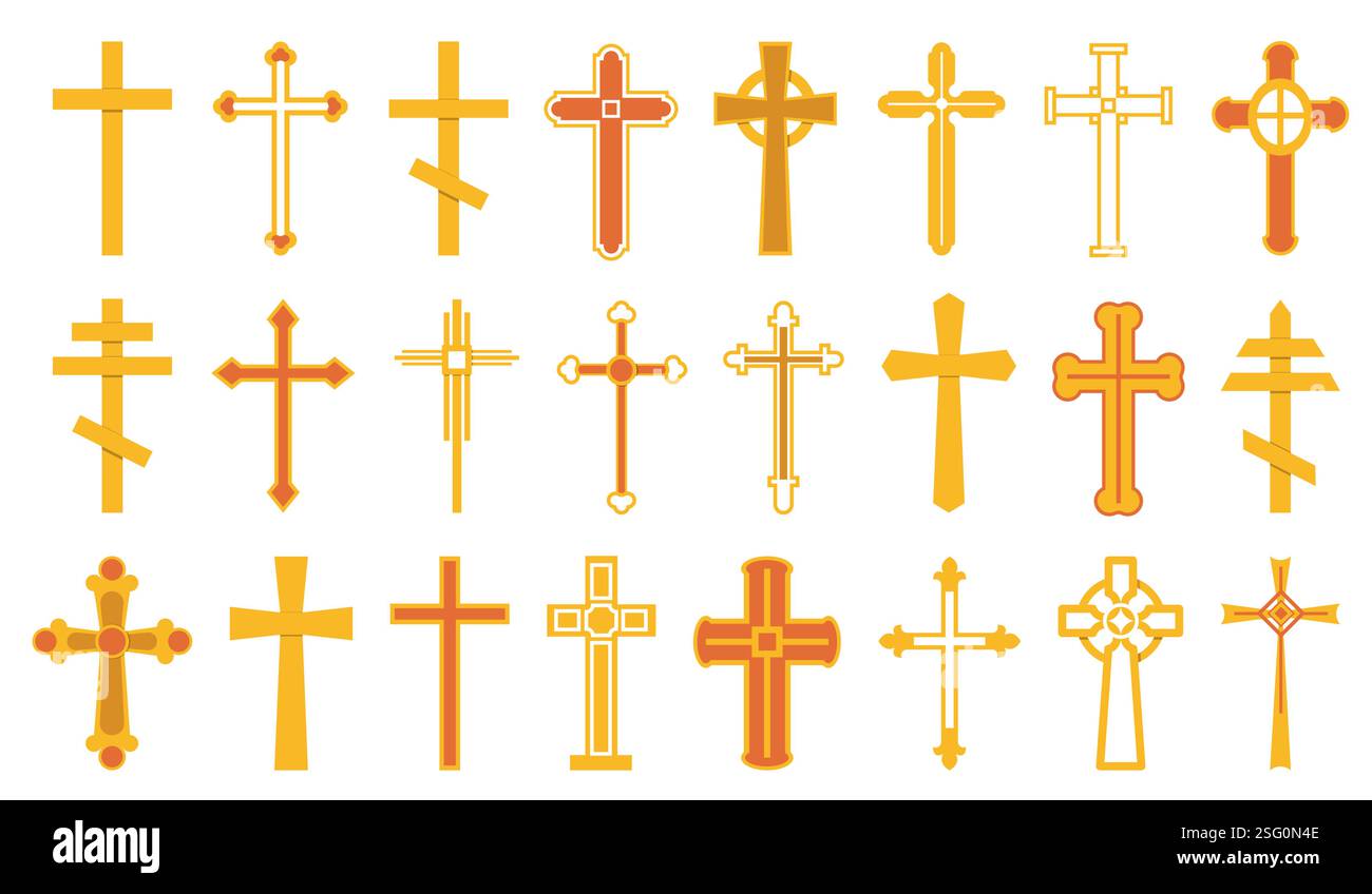 Christian crosses. Different shapes of religious symbols. Catholicism ...