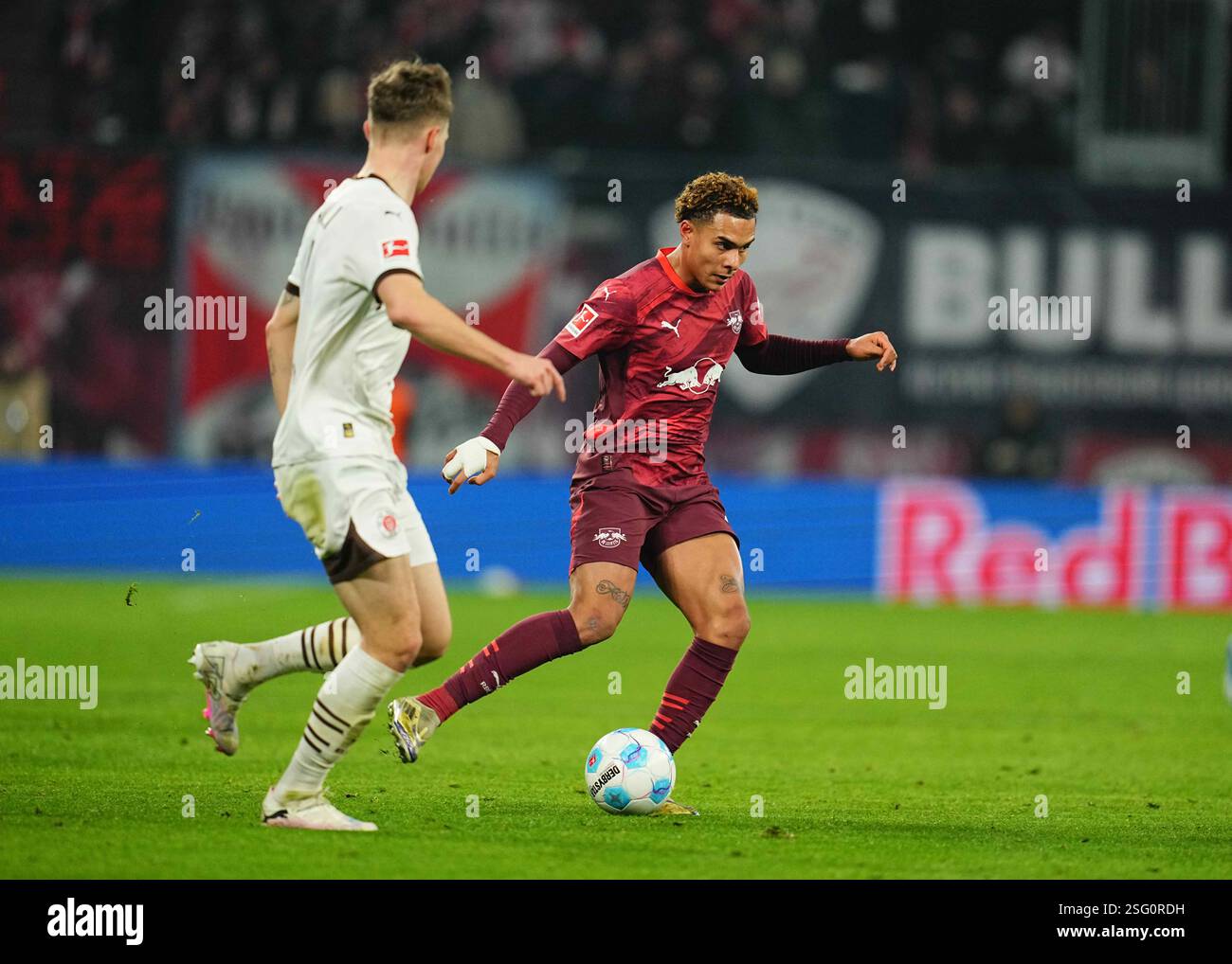 Red Bull Arena, Leipzig, Germany. 09th Feb, 2025. Antonio Nusa of RB ...
