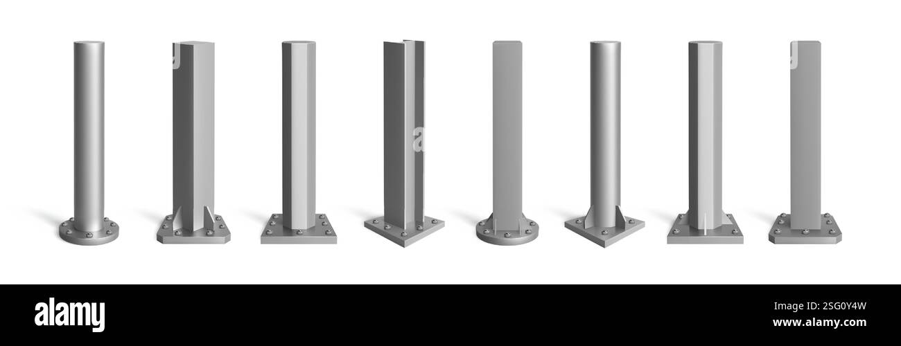 Metal pipe. Steel pole. Bar stick with iron texture. Aluminum cylinder ...