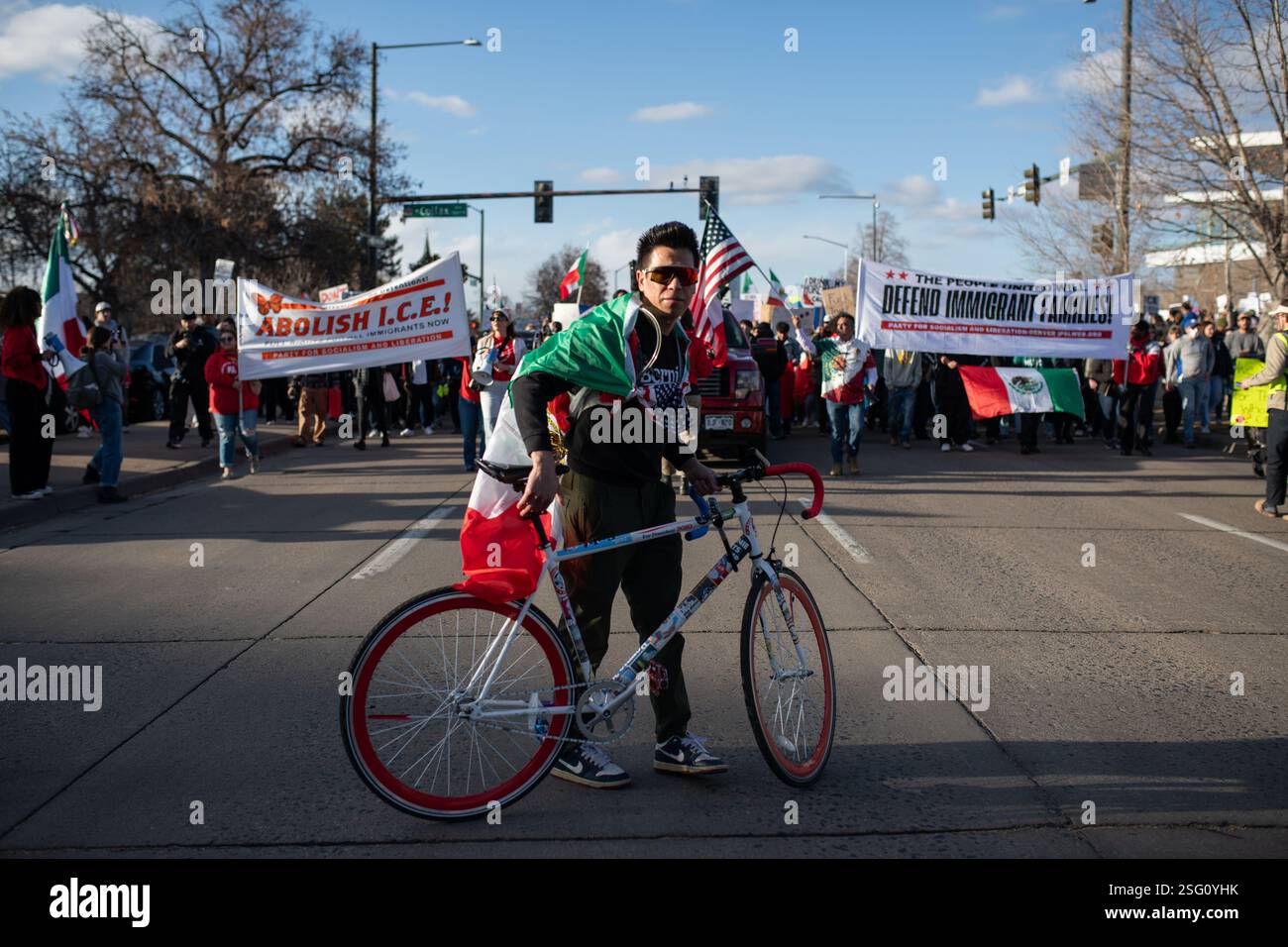 Denver, Colorado, USA. 9th Feb, 2025. Large protests take place at the ...