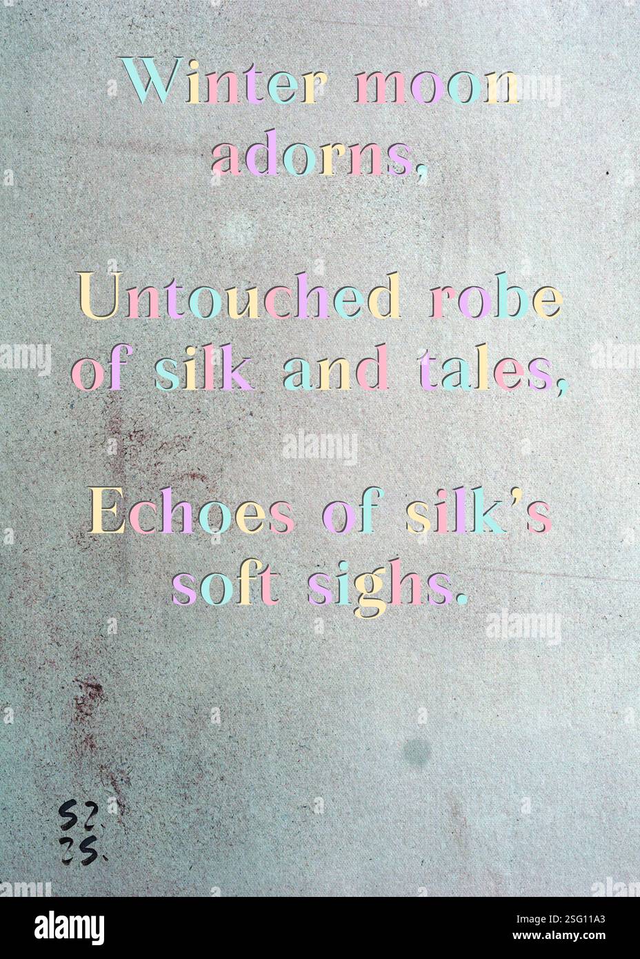 Winter moon adorns, Untouched robe of silk and tales, Echoes of silk's ...