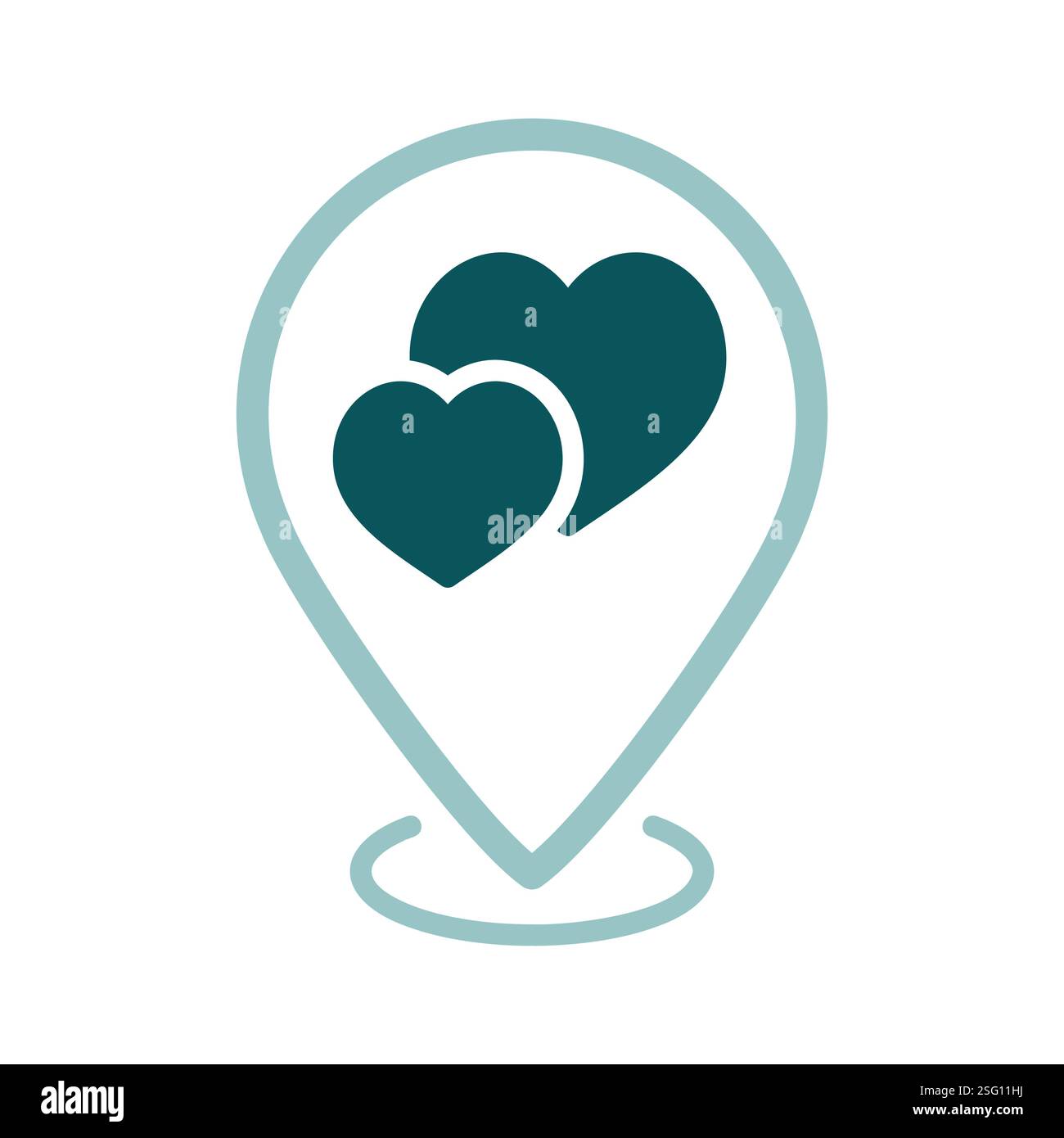 Wedding location isolated pin map icon. Vector illustration, romance ...