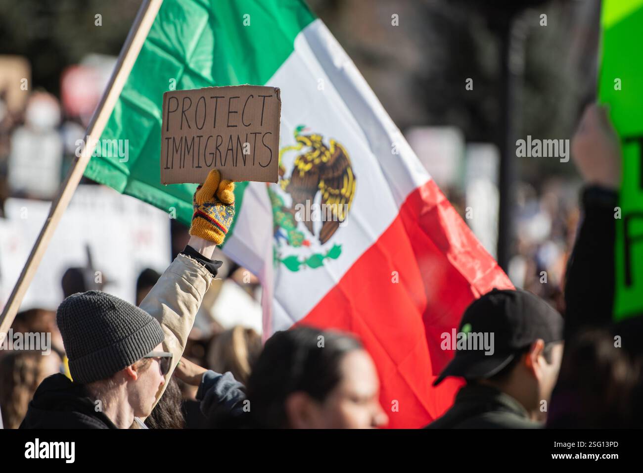Denver, Colorado, USA. 9th Feb, 2025. Large protests take place at the ...