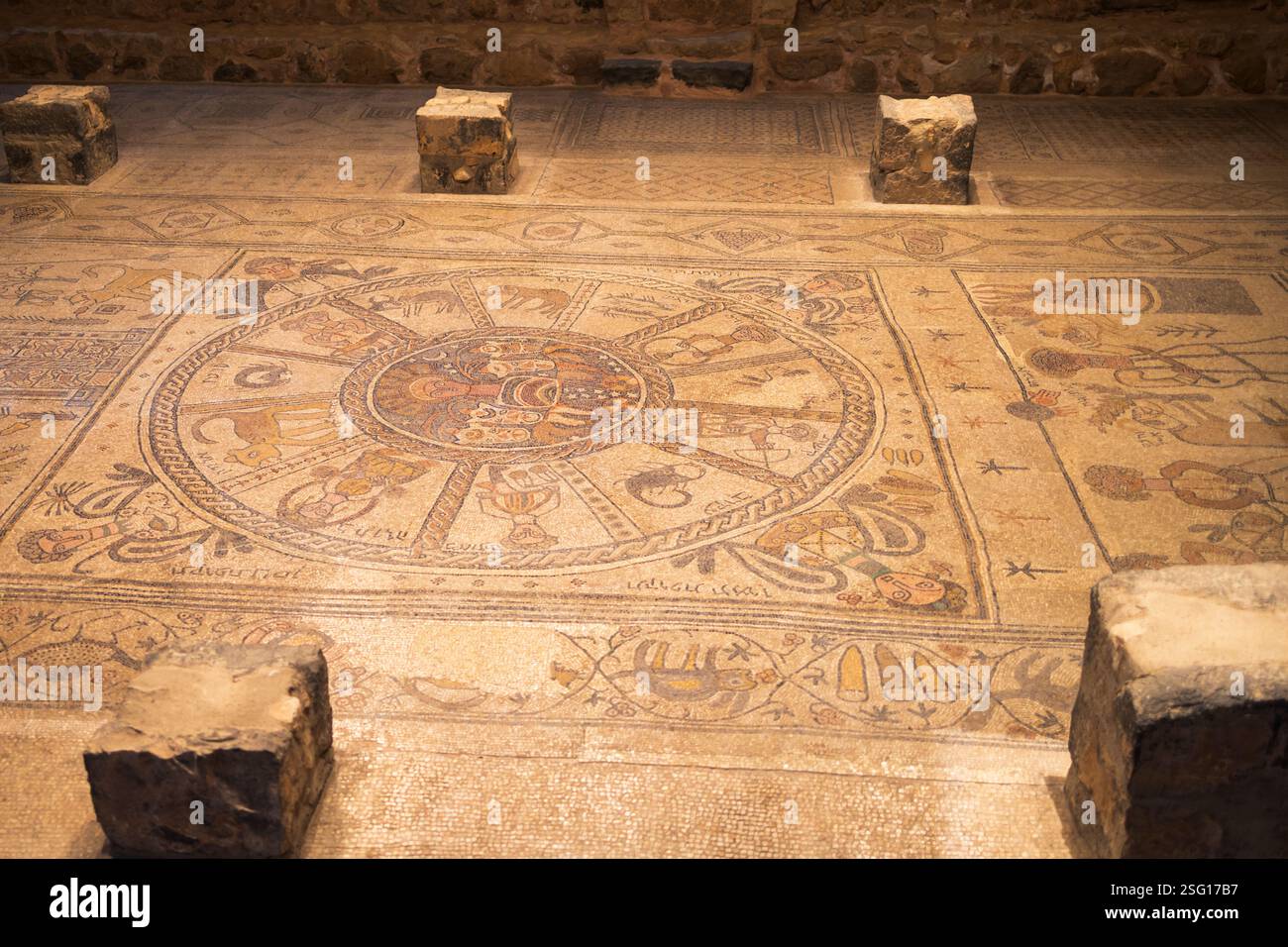 Beit Alfa Kibbutz, Israel – February 3, 2025, Mosaics from the old Beit ...