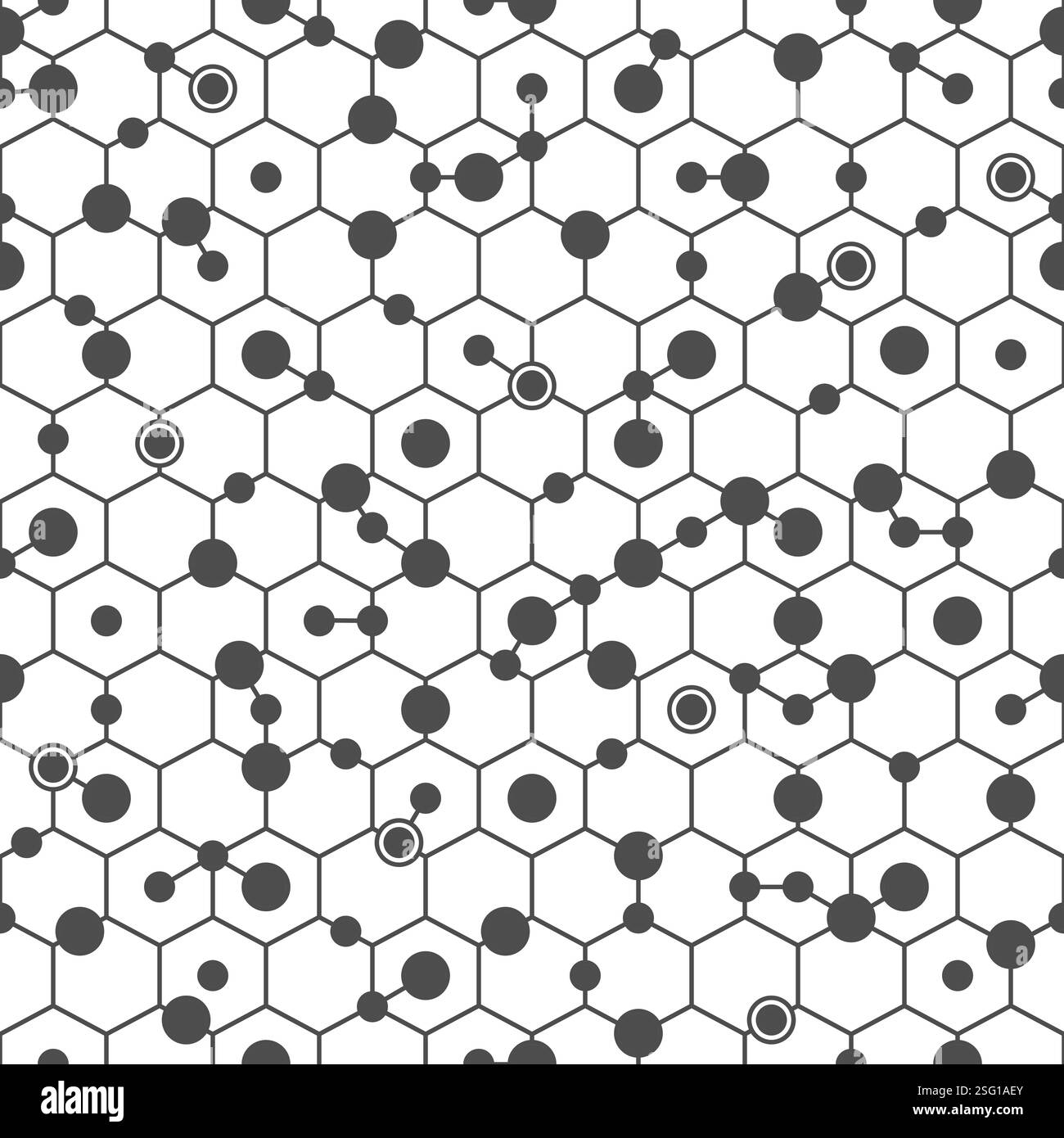 Seamless pattern with geometric shapes, hexagon, circle. Vector black ...