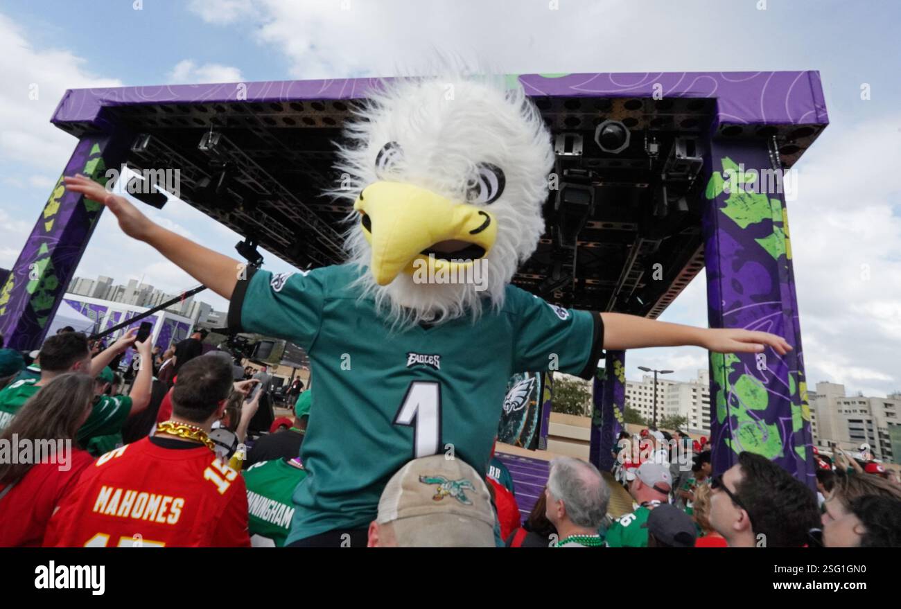 New Orleans, United States. 09th Feb, 2025. A fan dressed as the ...