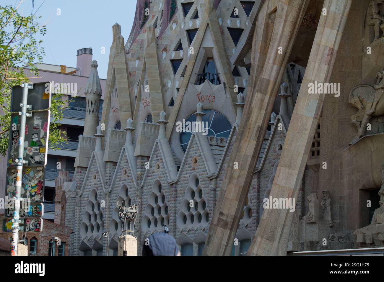 A close-up view of the intricate facade of a famous architectural ...