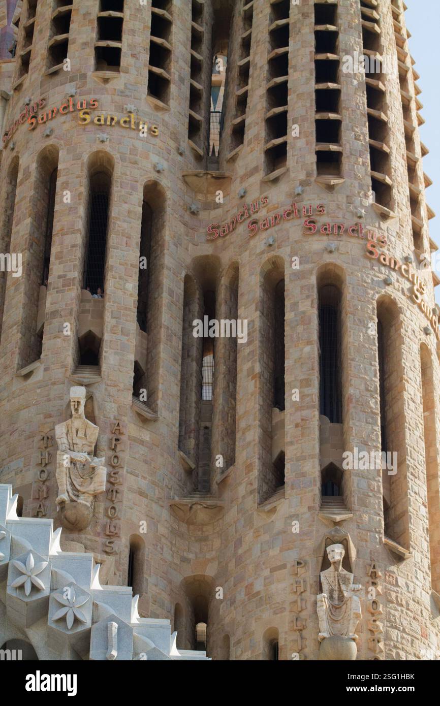 Close-up view of a stone tower featuring intricate architectural ...