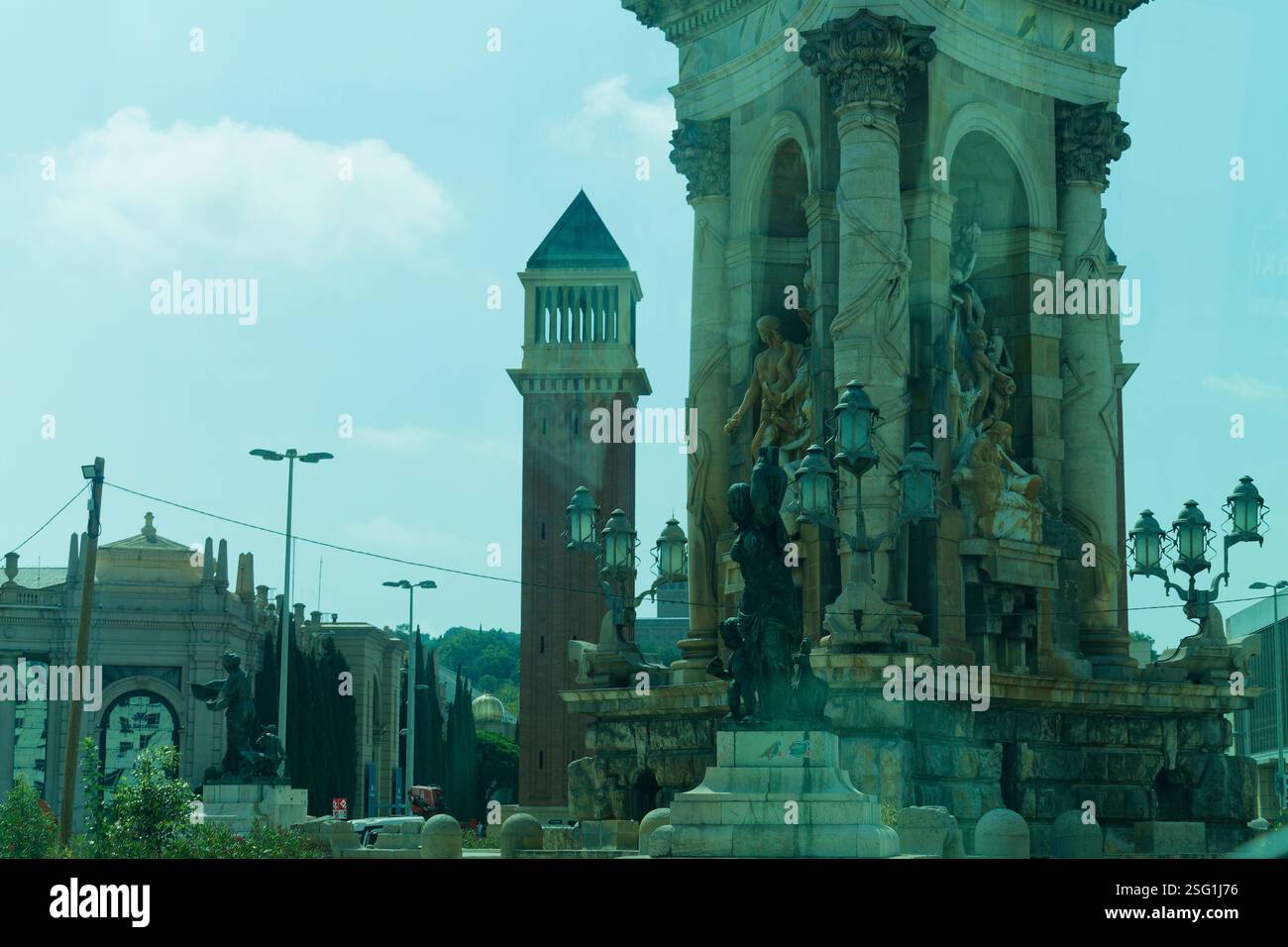 A view of a grand monument featuring intricate sculptures and ...