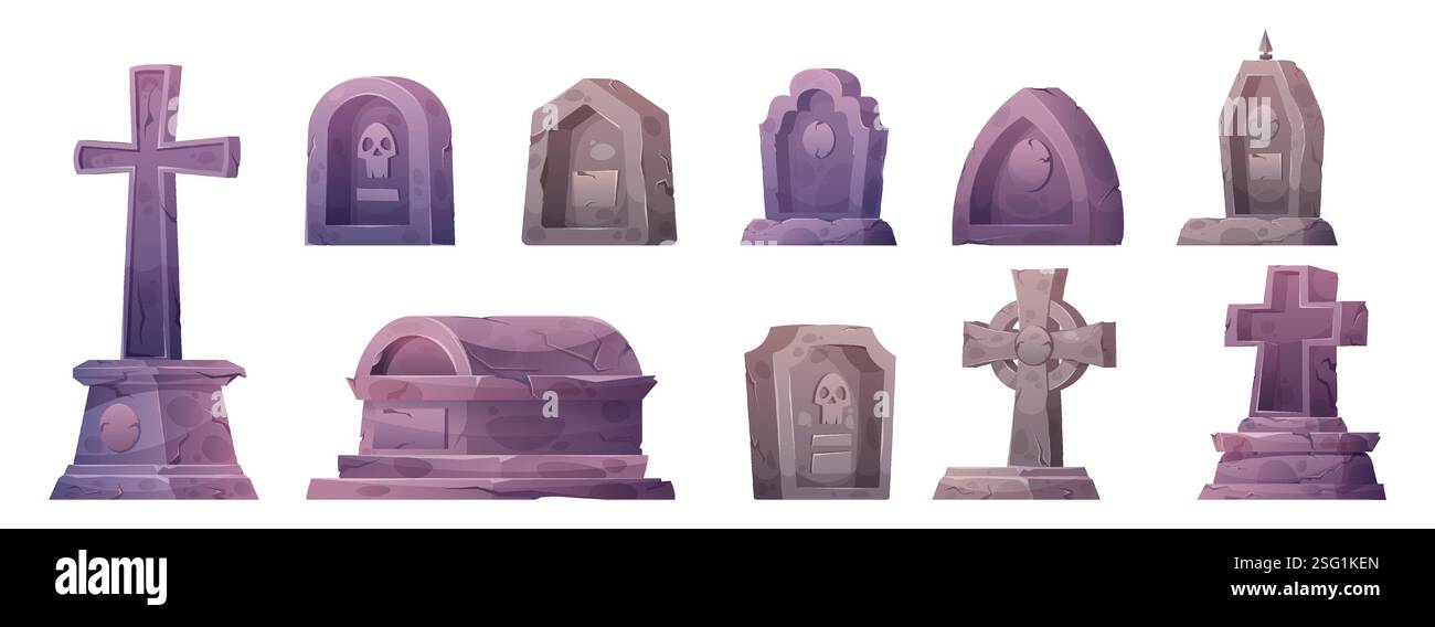 Grave tombstone. Cemetery gravestone. Gothic graveyard. Spooky obelisk shapes. RIP headstone ...