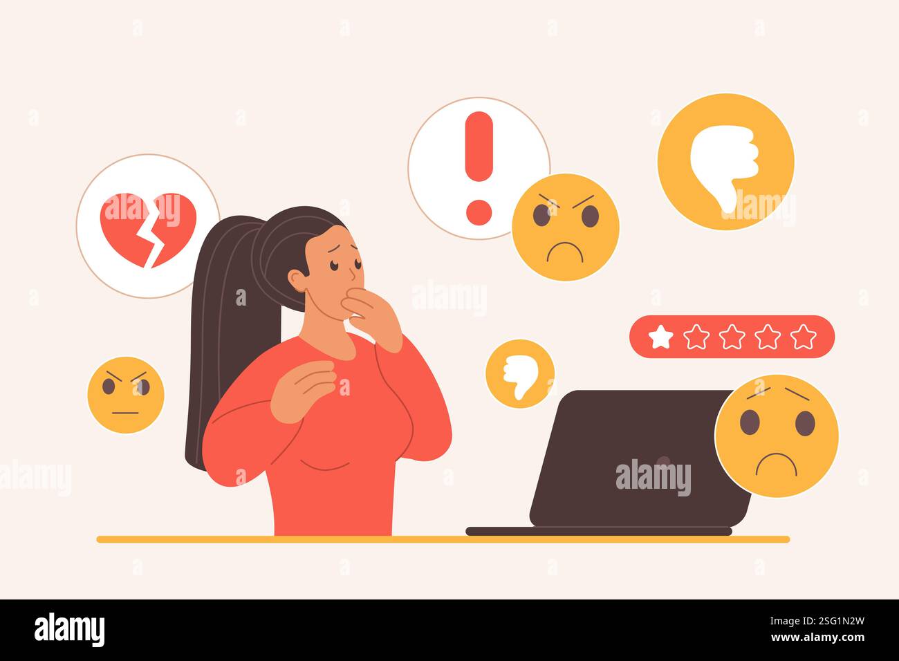 Cyber bullying, haters of blog with dislike, negative message and ...