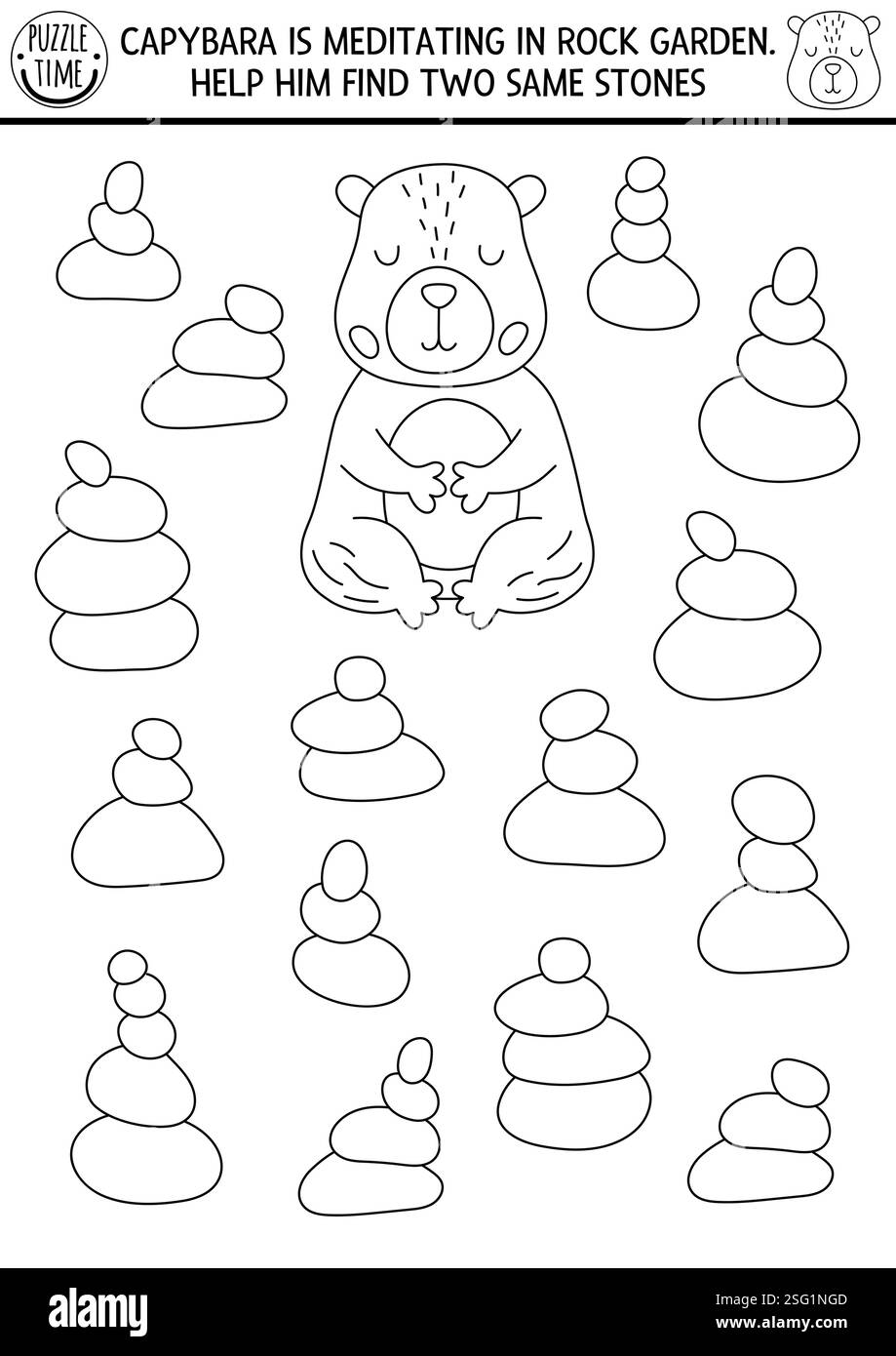 Find two same stone pyramids. Capybara black and white matching ...