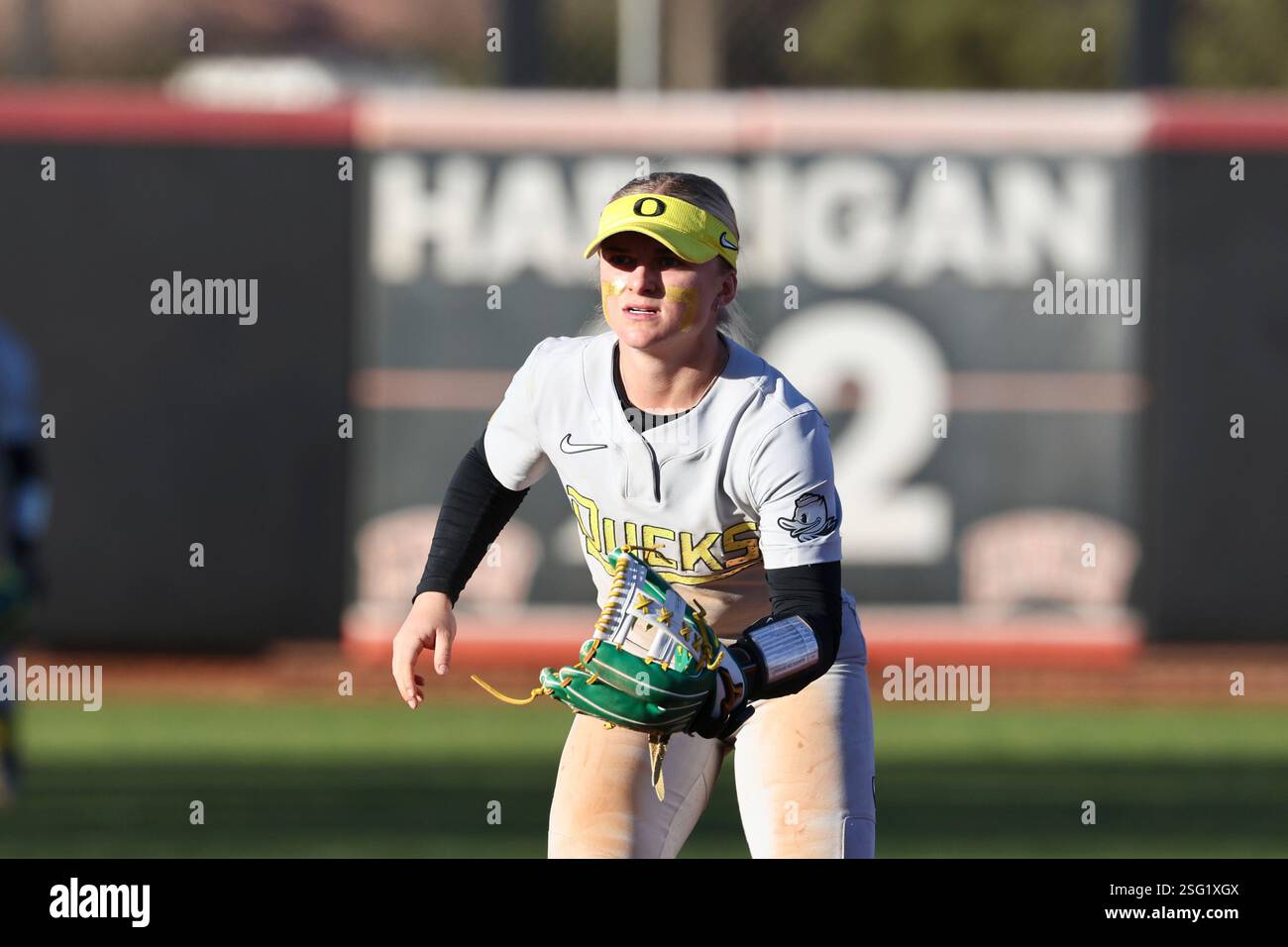 Oregon Ducks infielder Paige Sinicki (38) takes her stance during an ...