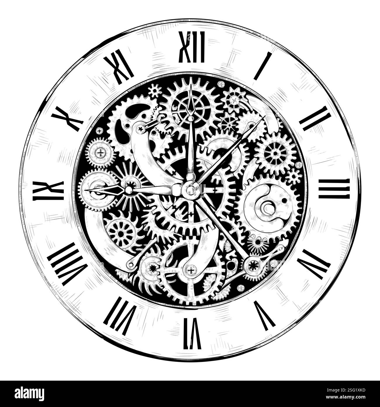 Vintage clock mechanism. Antique clockwork gear. steampunk watch dial ...