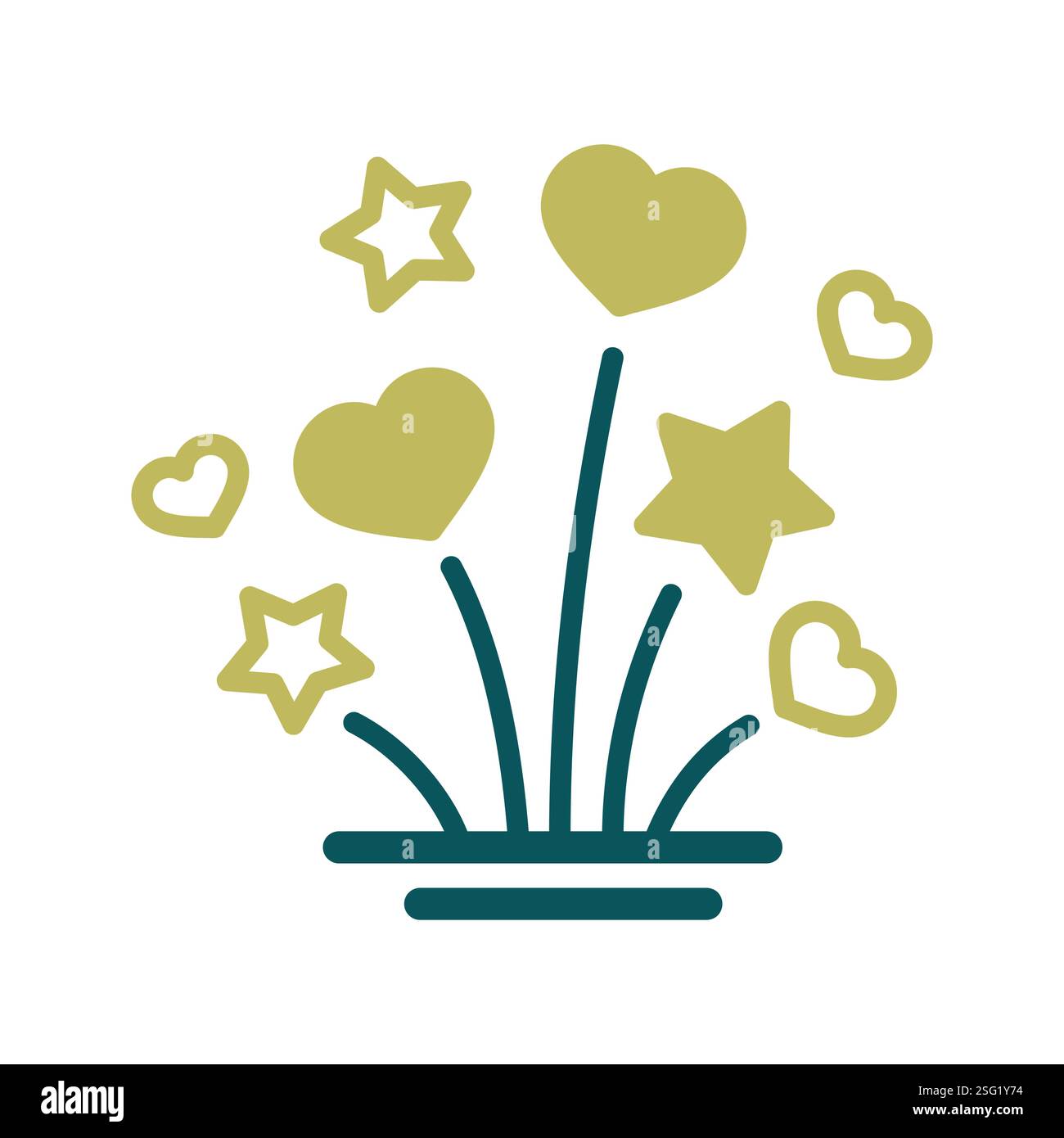 Fireworks explosion splash with stars and hearts isolated icon. Vector ...