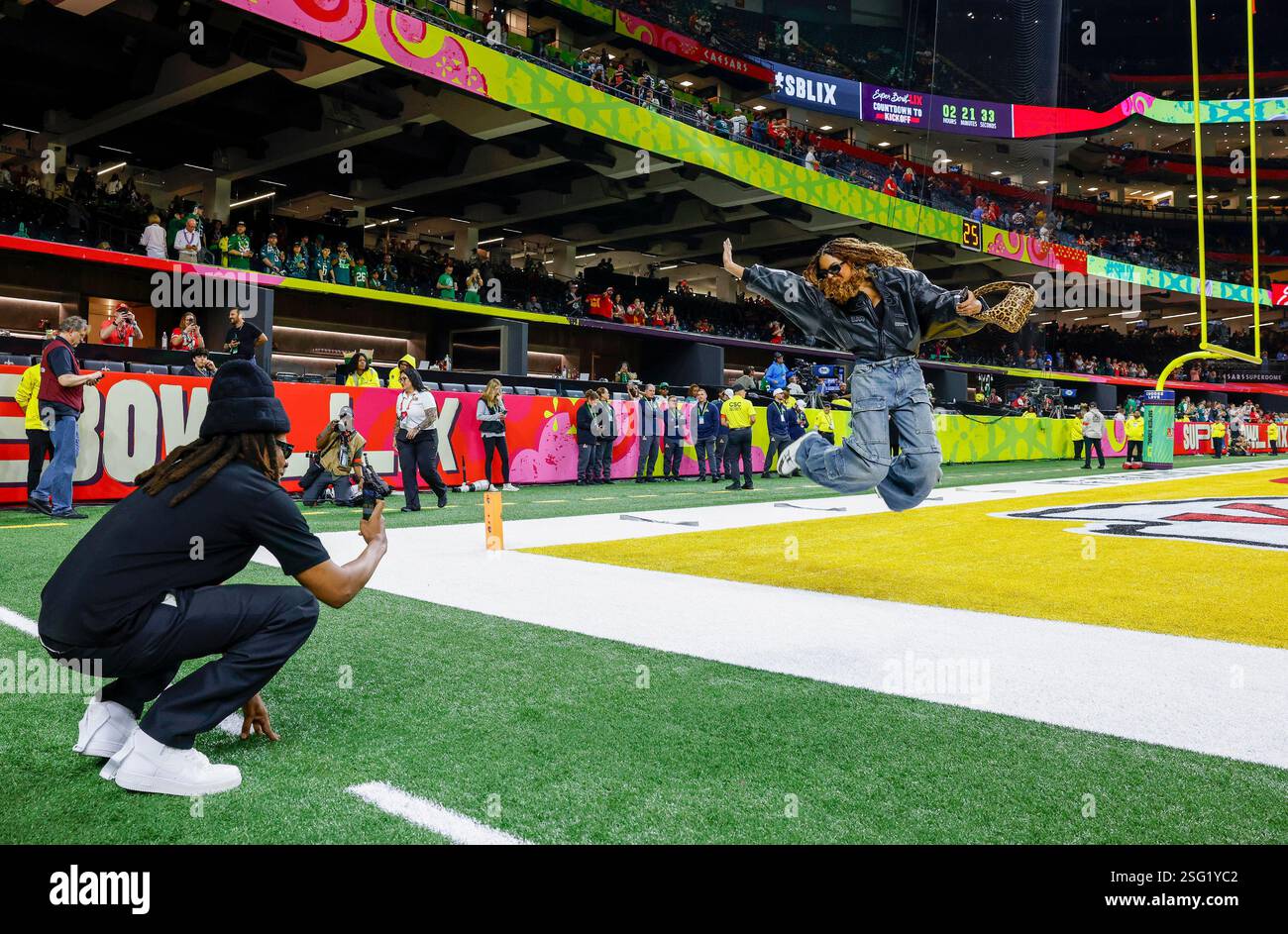 New Orleans, United States. 09th Feb, 2025. Entertainer Jay-Z makes a ...