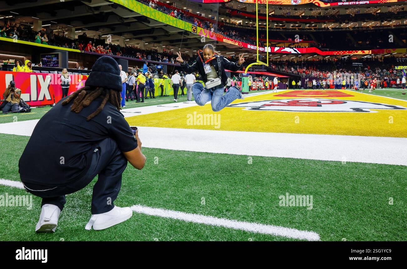 New Orleans, United States. 09th Feb, 2025. Entertainer Jay-Z makes a ...