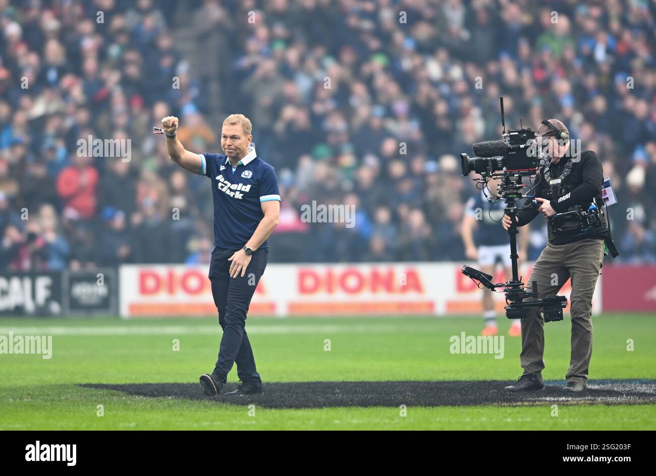 Edinburgh, UK. 9th Feb, 2025. Sir Chris Hoy delivered the match ball ...