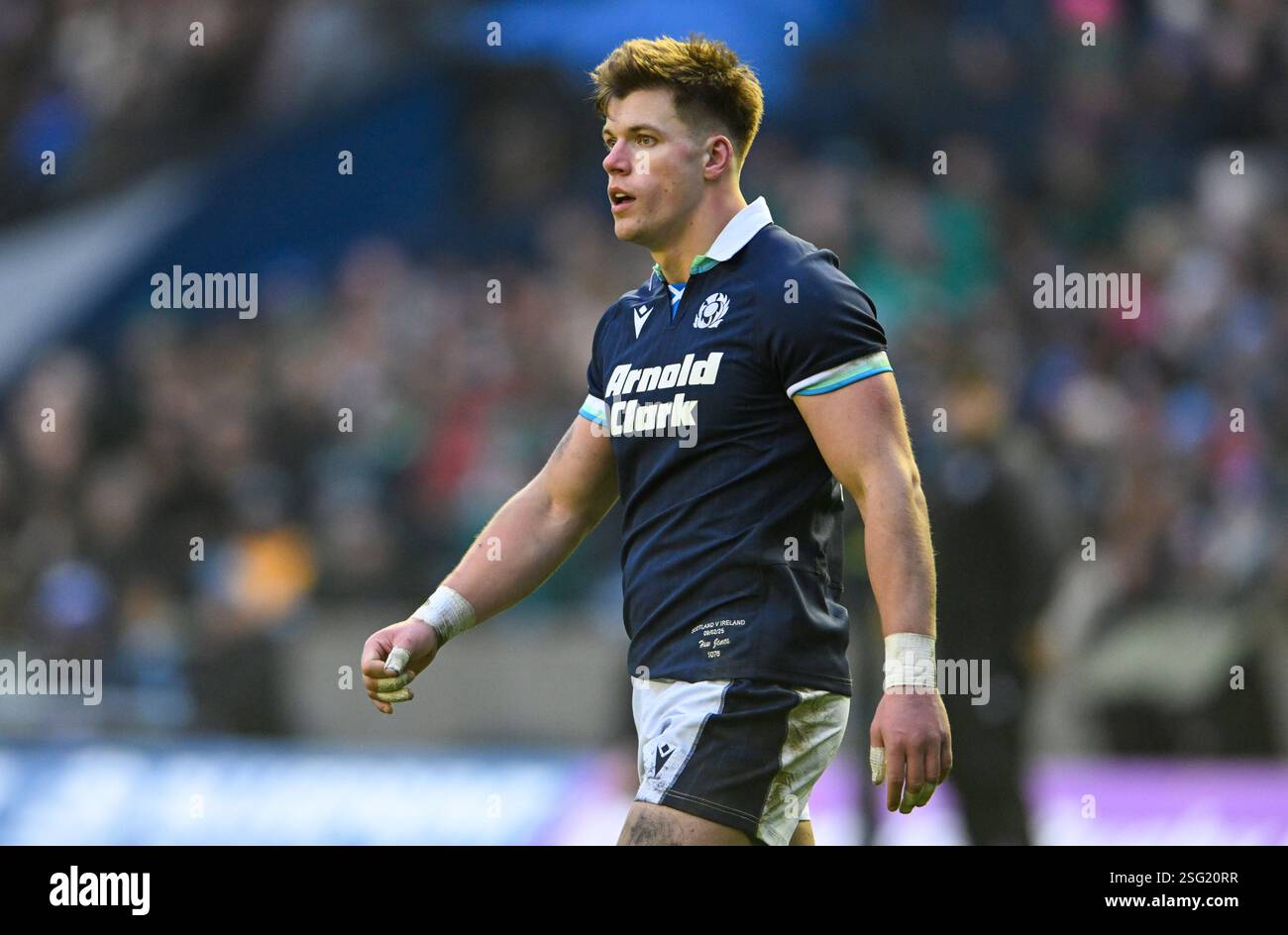 Edinburgh, UK. 9th Feb, 2025. Huw Jones of Scotland during the Six ...