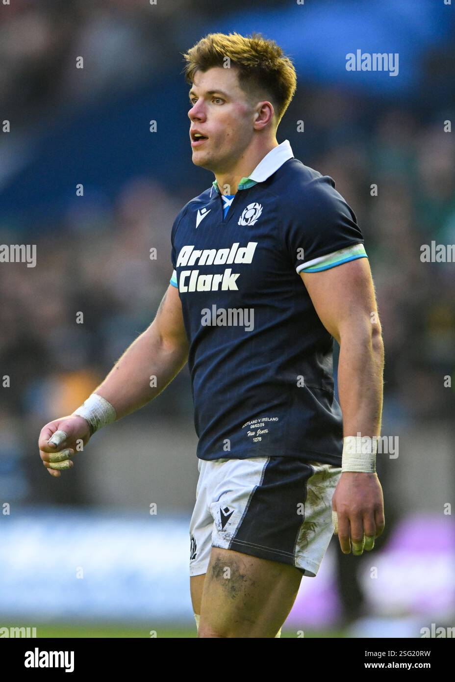 Edinburgh, UK. 9th Feb, 2025. Huw Jones of Scotland during the Six ...