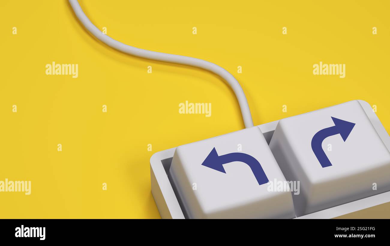 Choice concept. Keyboard with two keys - right and left arrow. Choosing ...