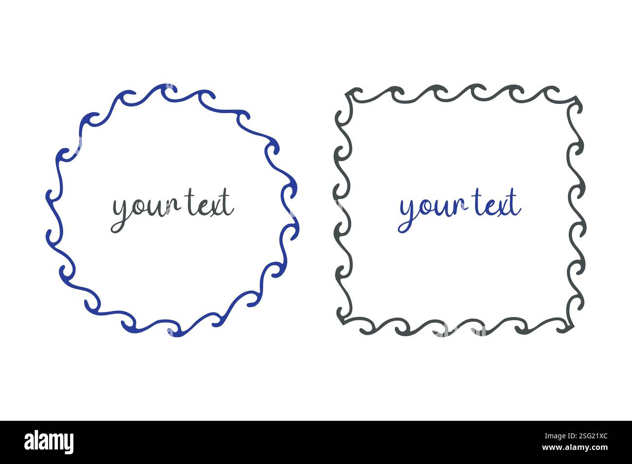 Frames outline set. Hand drawn decorative doodle brush stroke borders ...