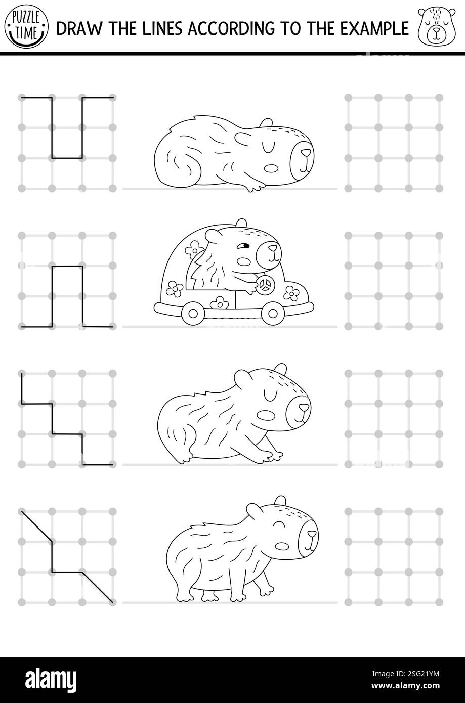 Capybara drawing, writing, tracing, space orientation activity for kids ...