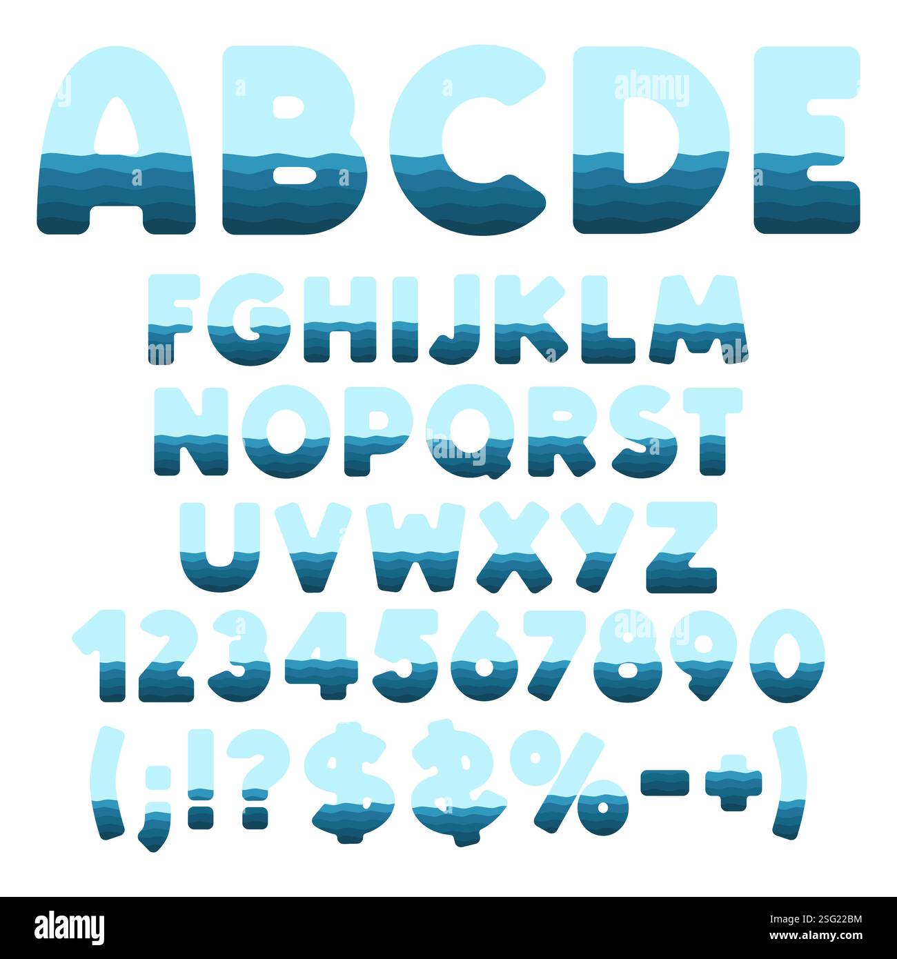 Alphabet, letter, number and sign from layers. Isolated vector objects ...