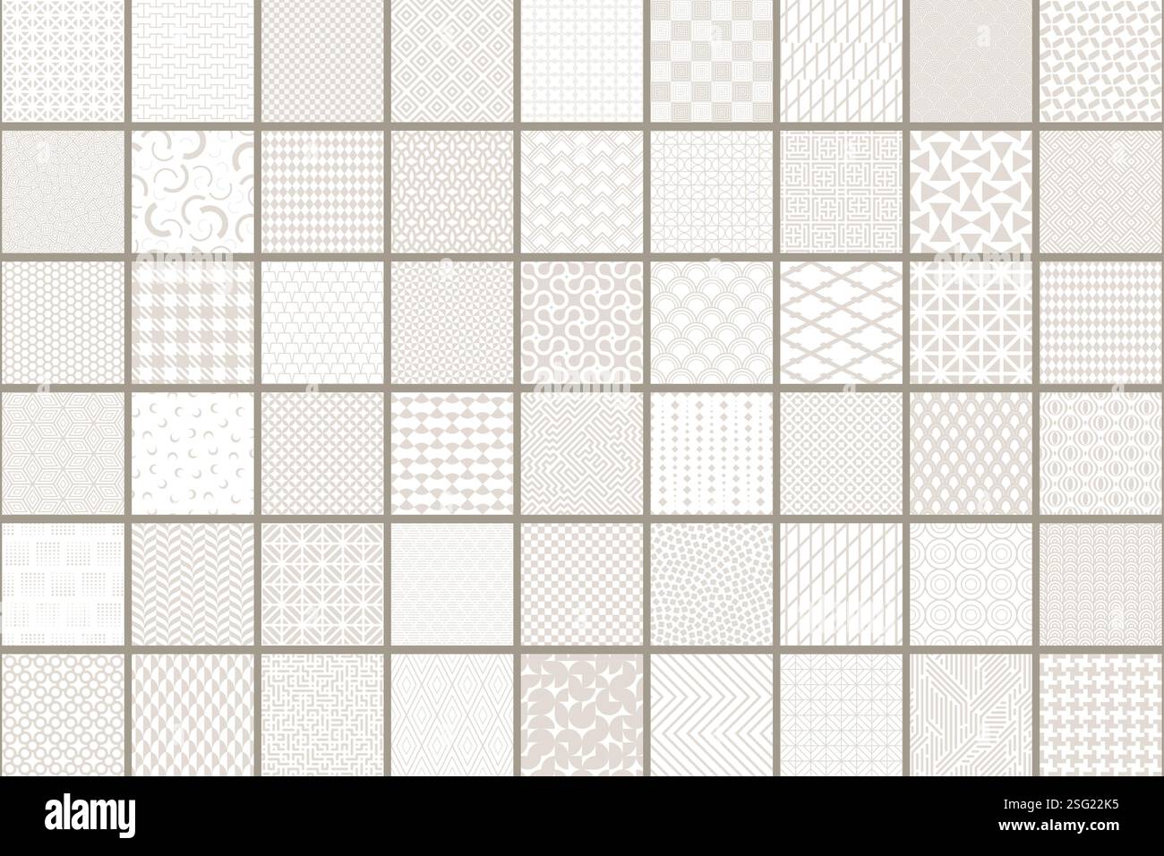 Collection of vector seamless geometric ornament patterns. Neutral ...