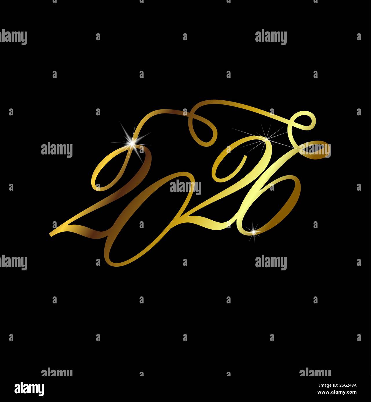 2026 golden numbers. hand drawing. Not AI, Vector illustrations Stock ...