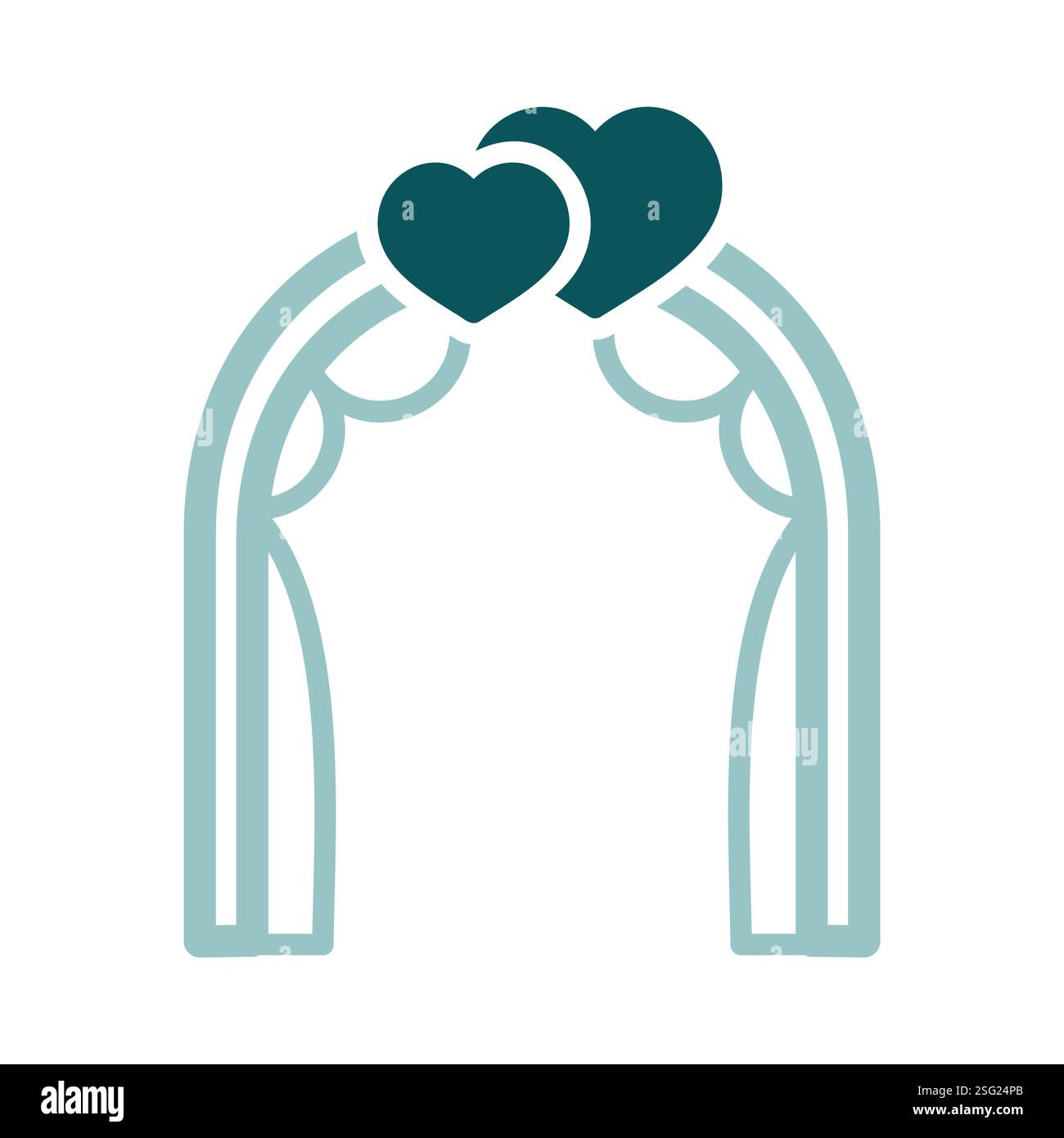 Wedding arch with hearts isolated icon. Vector illustration, romance ...