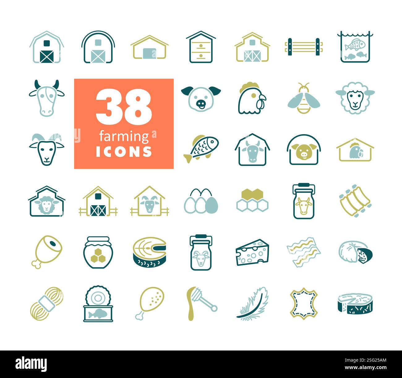 Farm animal isolated icons set. Animal food sign. Graph symbol for your ...