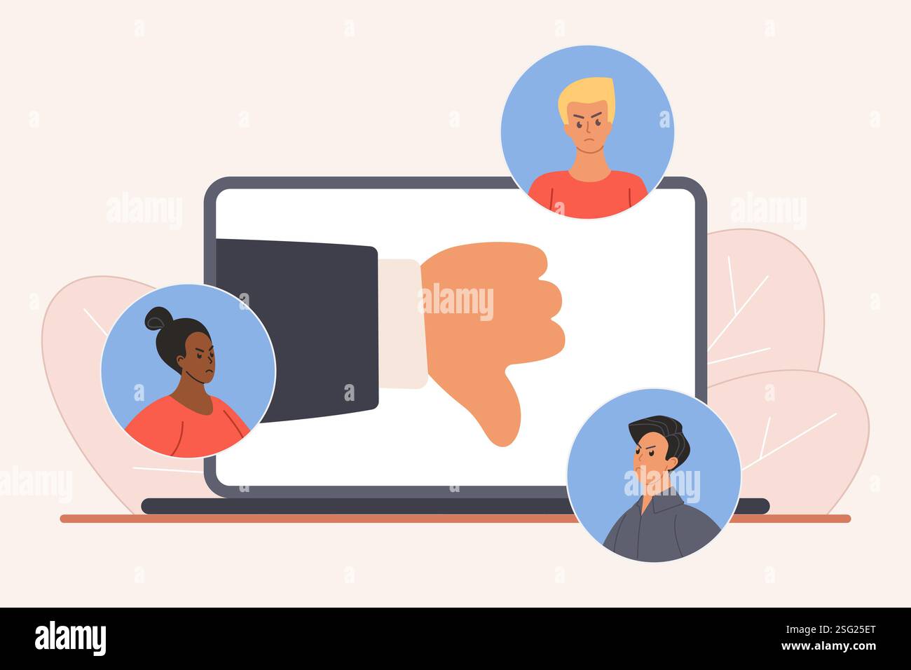 Negative feedback about bad experience from sad customers. Circles ...