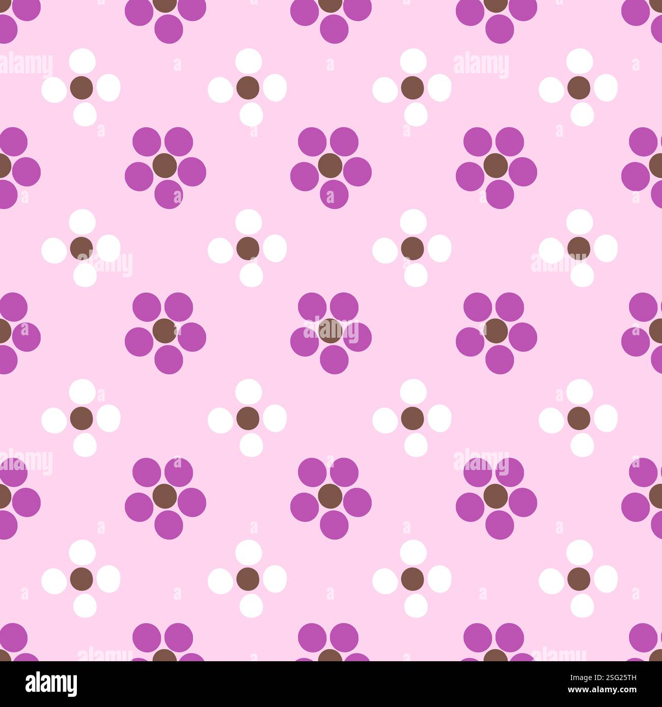 Minimalistic Pink Floral Seamless Pattern with Purple and White Flowers ...