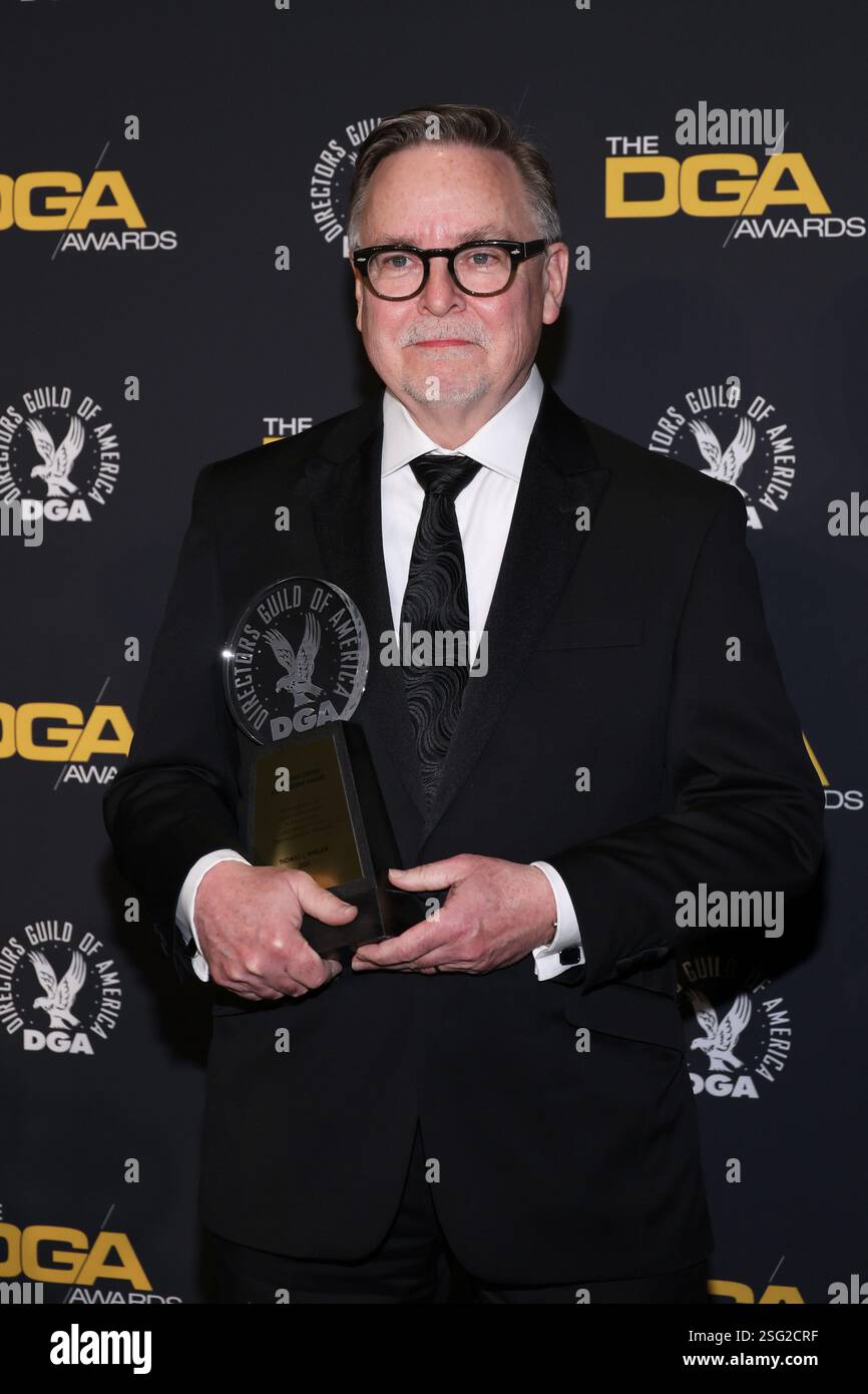 Beverly Hills, USA. 08th Feb, 2025. Frank Capra Achievement Award - Thomas J. Whelan poses with ...