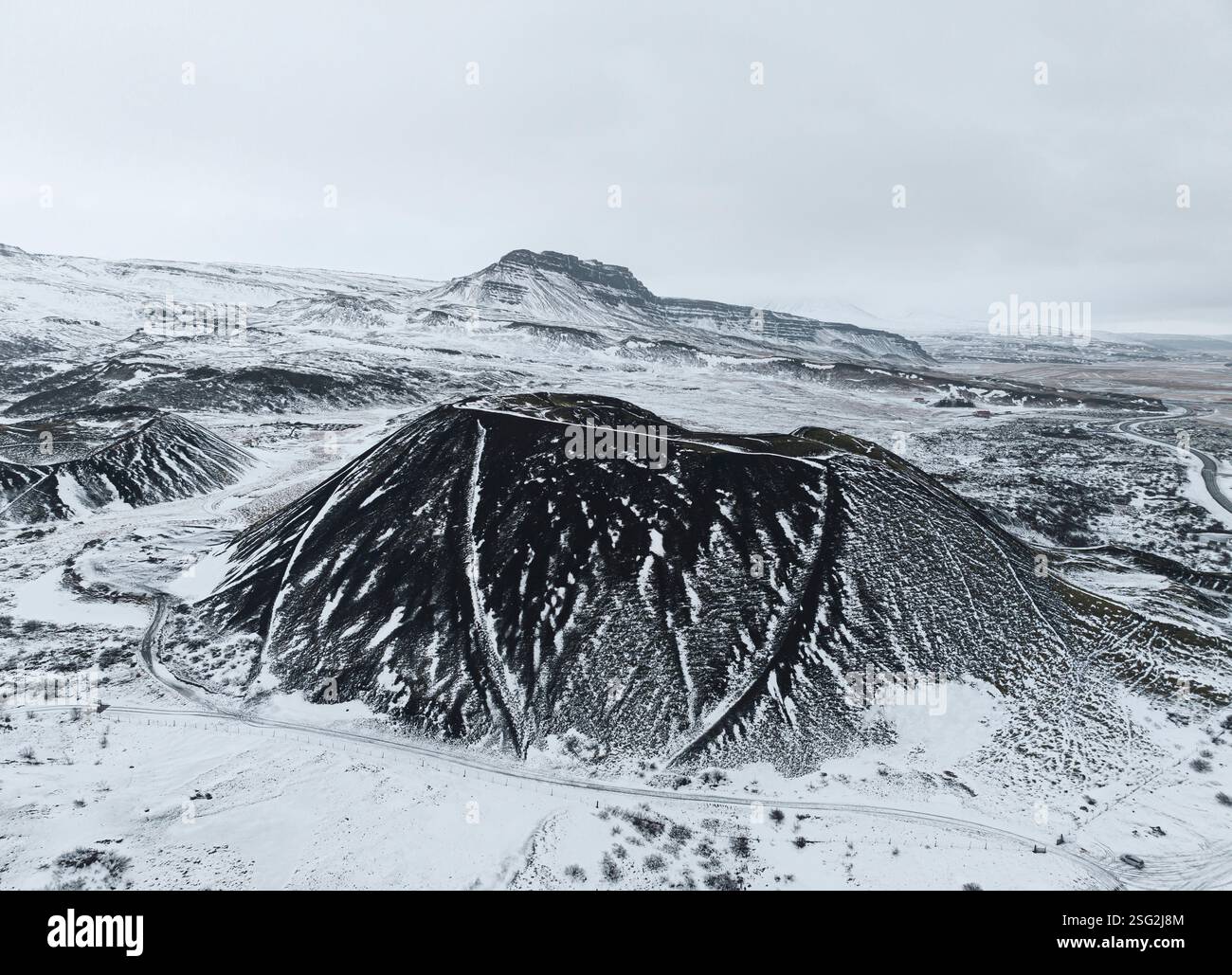 Aerial view of the cinder cones at Grabrok Crater in Iceland Stock ...