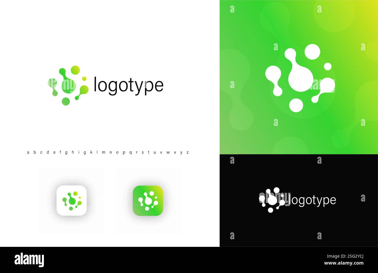 Abstract Logo With Interconnected Organic Shapes Resembling Molecules Or Cells Symbolizing