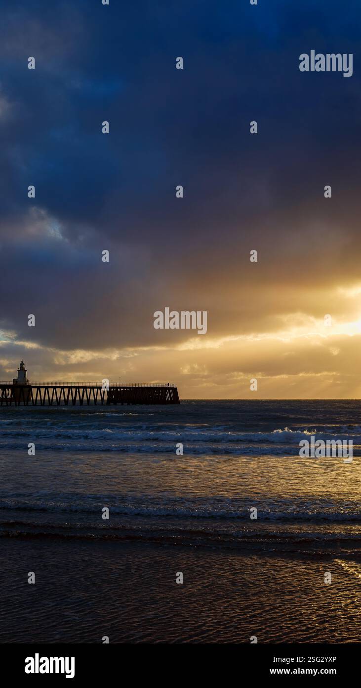 Blyth Beach Sunrise over the West Pier, in Northumberland, 2025 Stock Photo - Alamy