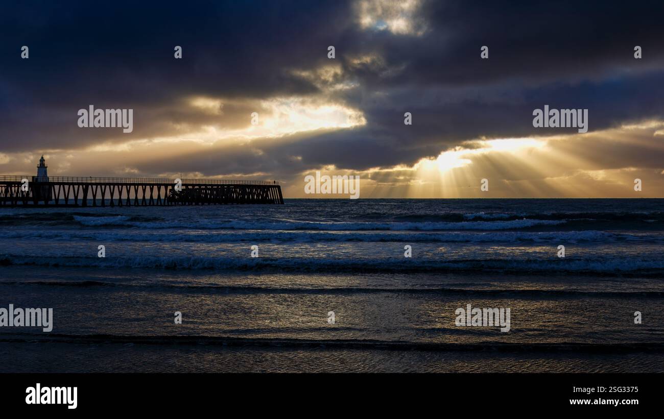 Blyth Beach Sunrise over the West Pier, in Northumberland, 2025 Stock Photo - Alamy
