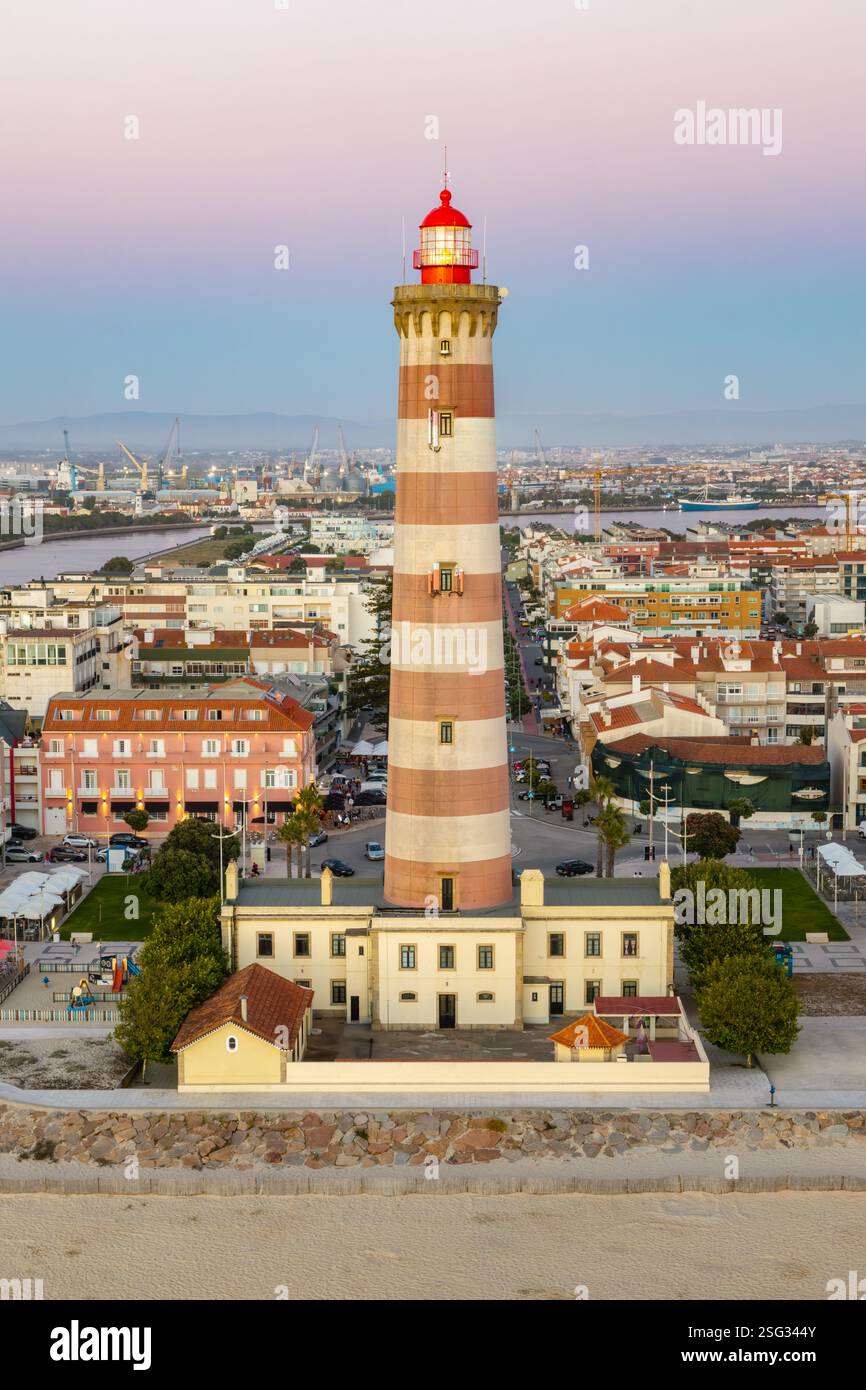 Aveiro, Portugal - Aug 15, 2024: The Farol de Aveiro. Lighthouse in the coast of Aveiro, in ...