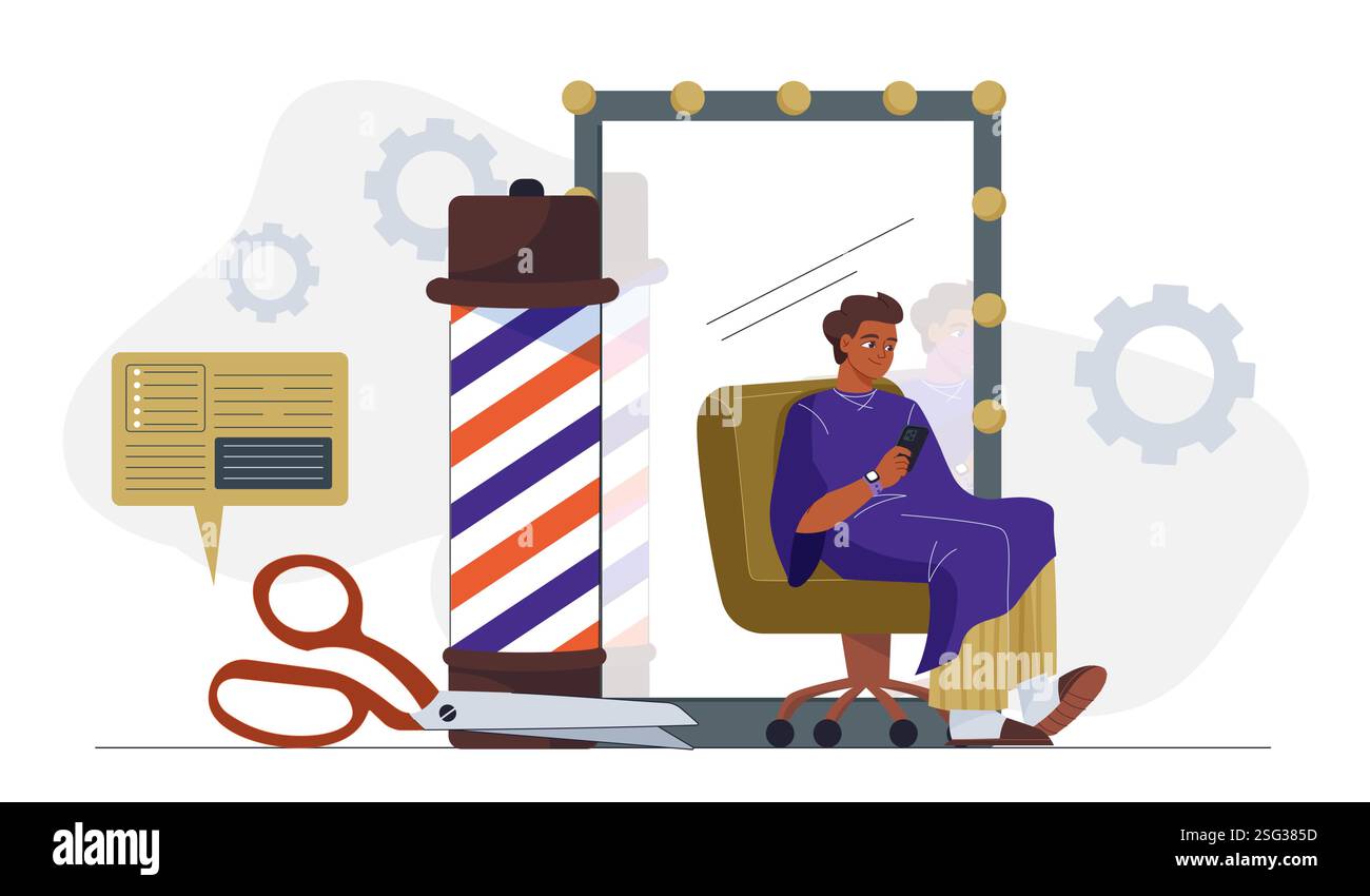 Barber shop interior window Stock Vector Images - Alamy