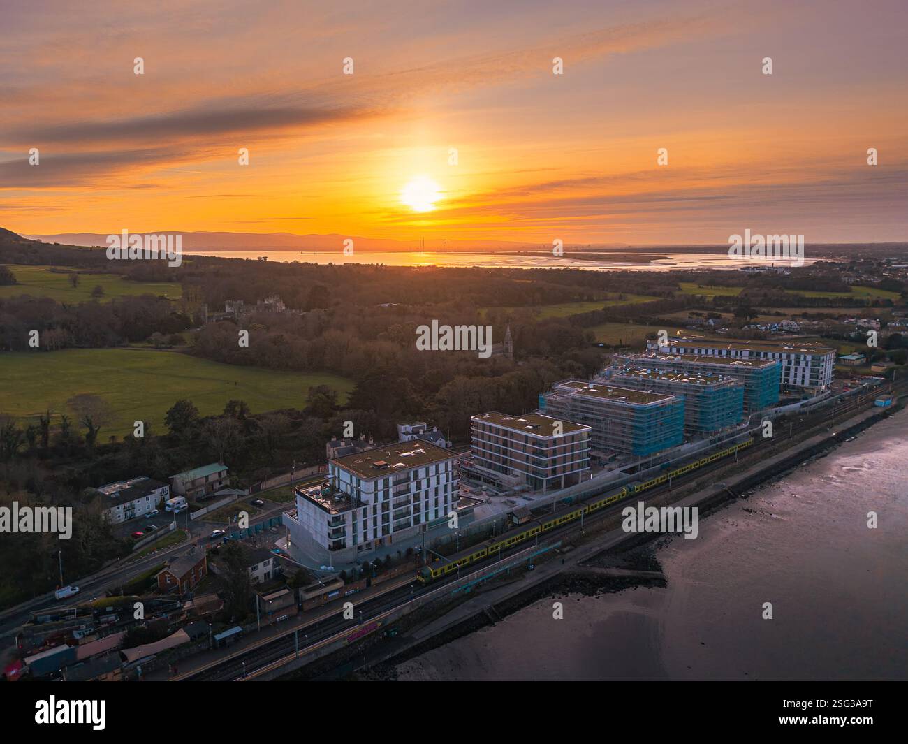 Sunset over the controversial new Claremont Lodge apartments at Howth ...