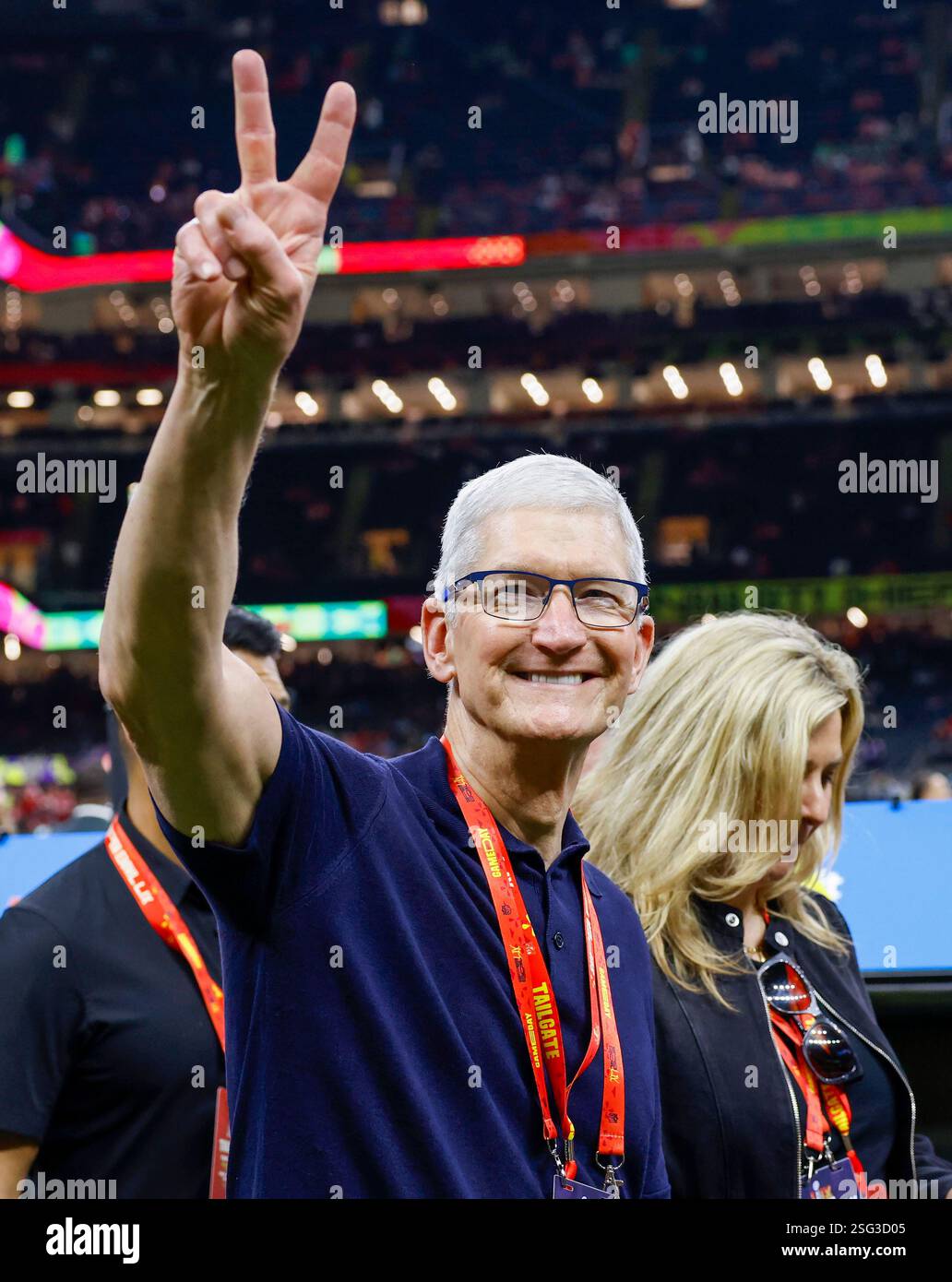 New Orleans, United States. 09th Feb, 2025. Apple CEO Tim Cook arrives ...