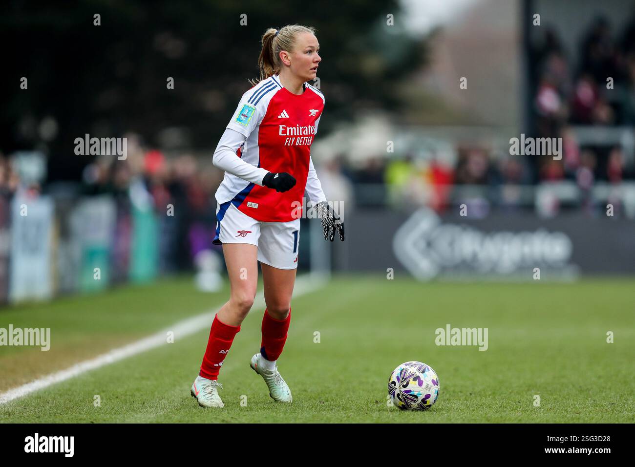 Frida Maanum of Arsenal runs with the ball during the Adobe Women's FA ...