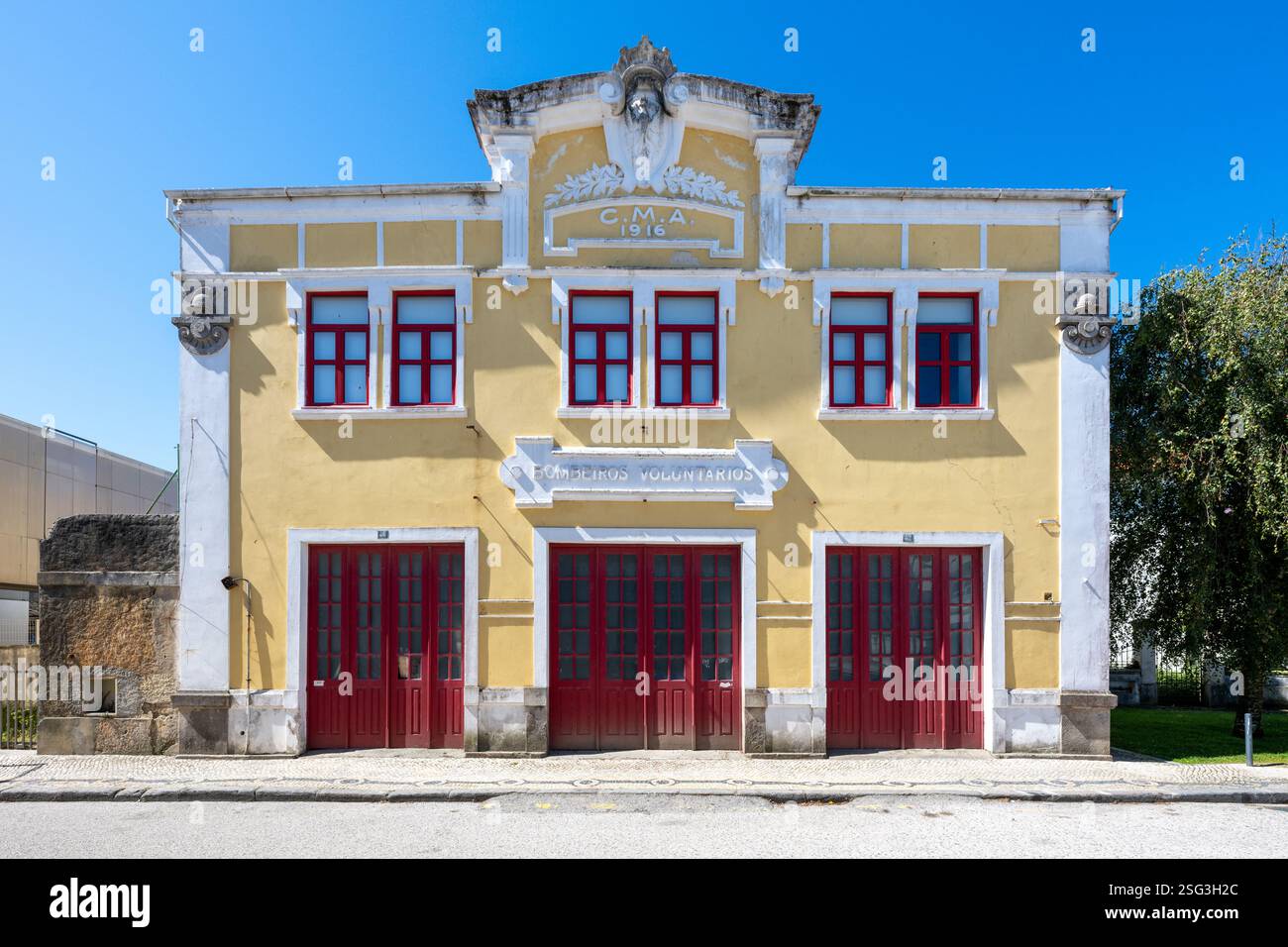 Old volunteer fire station or Bombeiros Voluntarios building in Aveiro ...