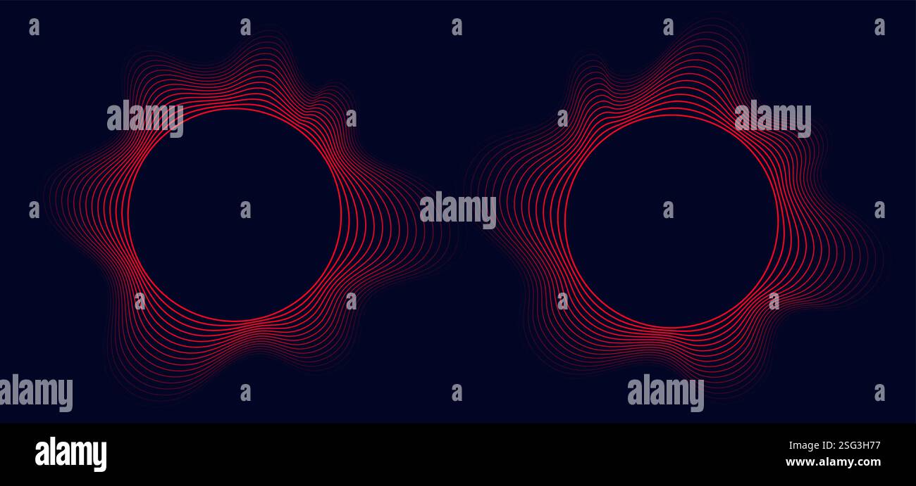 Round sound wave frames, circular lines pattern, radial curvy shapes ...