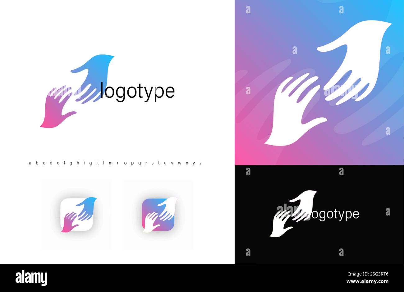 Two hands logo reaching toward each other, symbolizing help, care, and ...